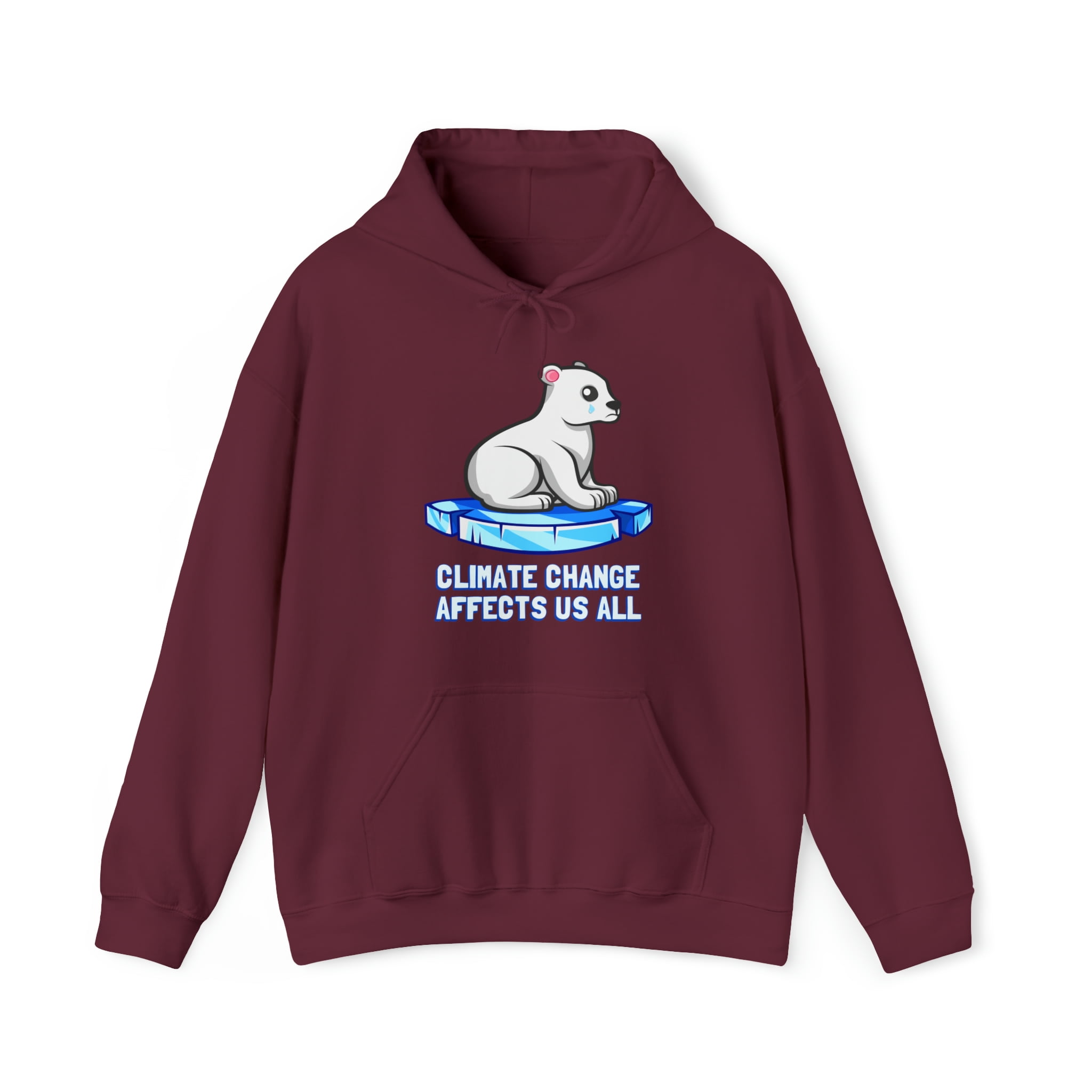 Climate Change Affects Us All Crying Polar Bear Graphic Hoodie ...
