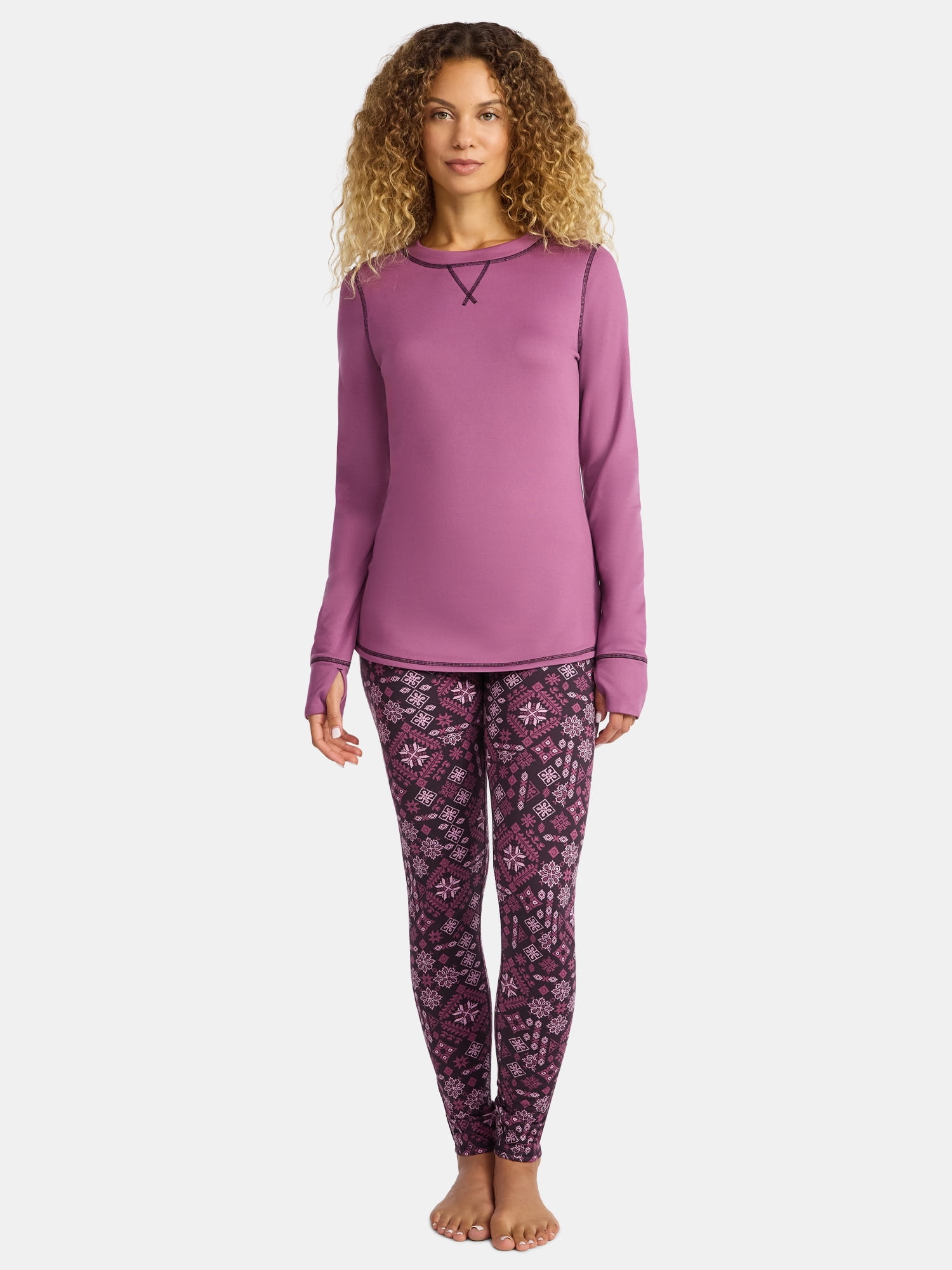 ClimateRight by Cuddl Duds Women's Brushed Comfort Top and Leggings ...