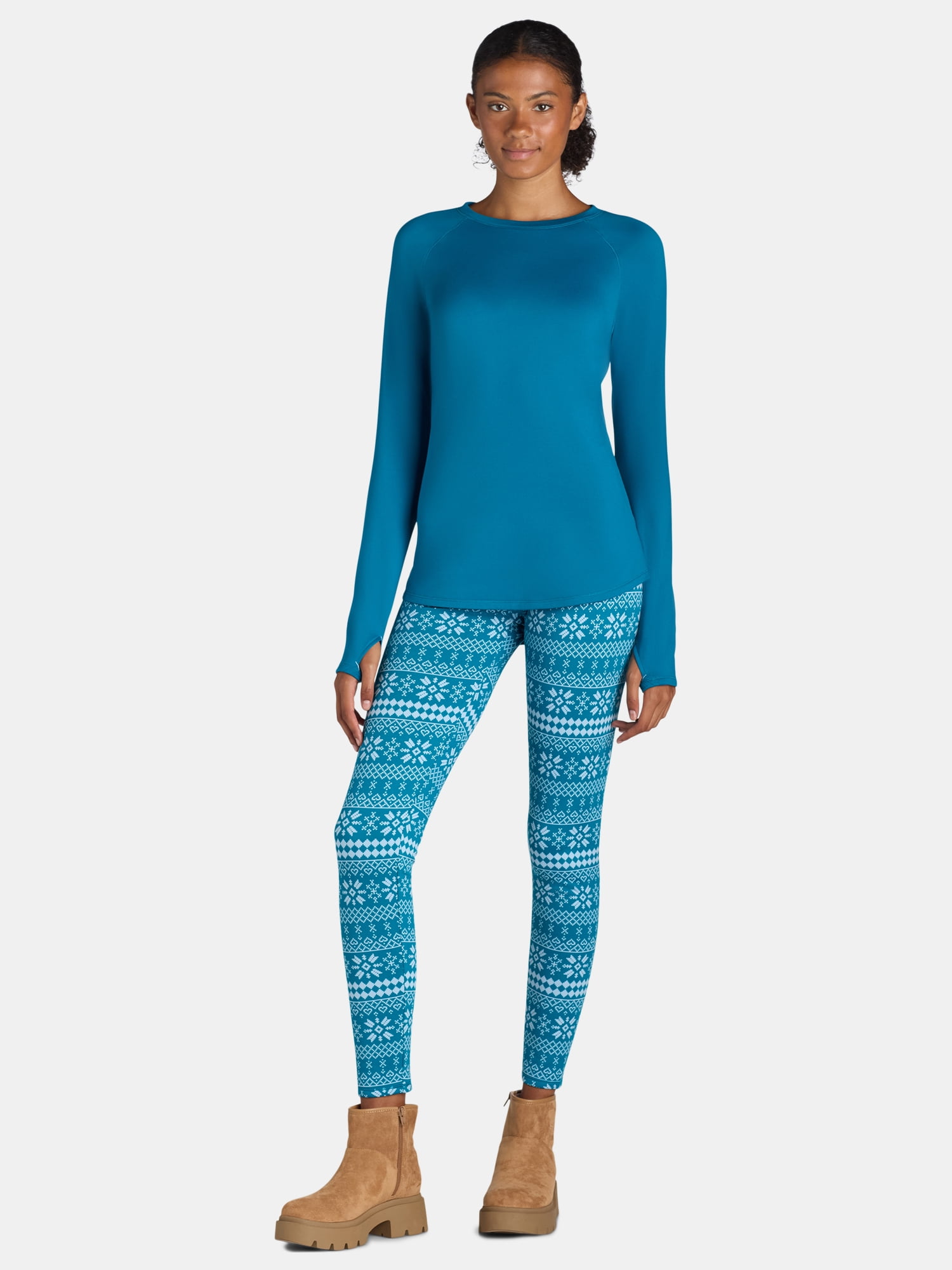 ClimateRight by Cuddl Duds Base Layer 2-piece Base layer Top and Legging Set (Women's and Women ...