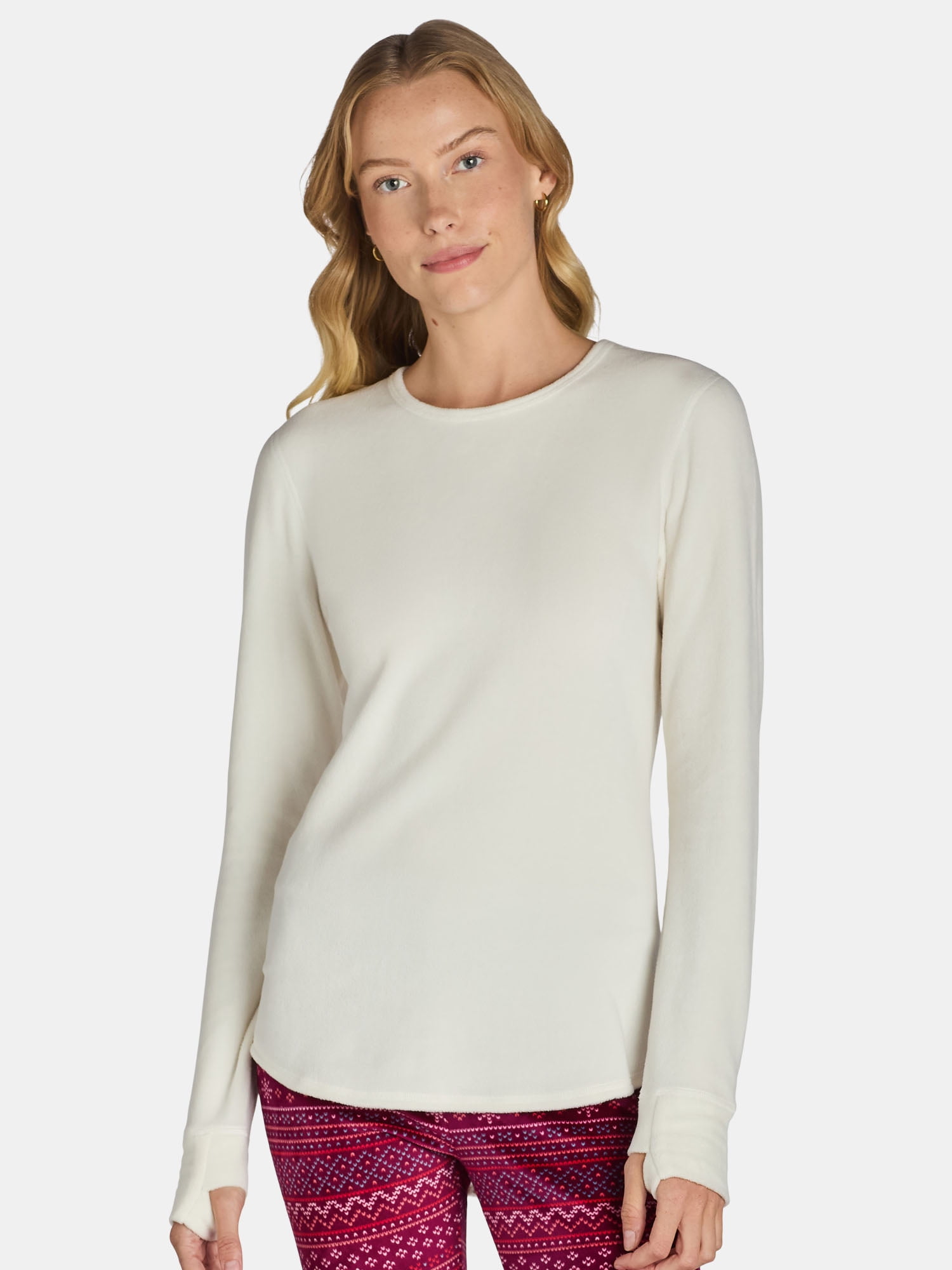 ClimateRight by Cuddl Duds Women's Stretch Fleece Crew Neck Base Layer ...