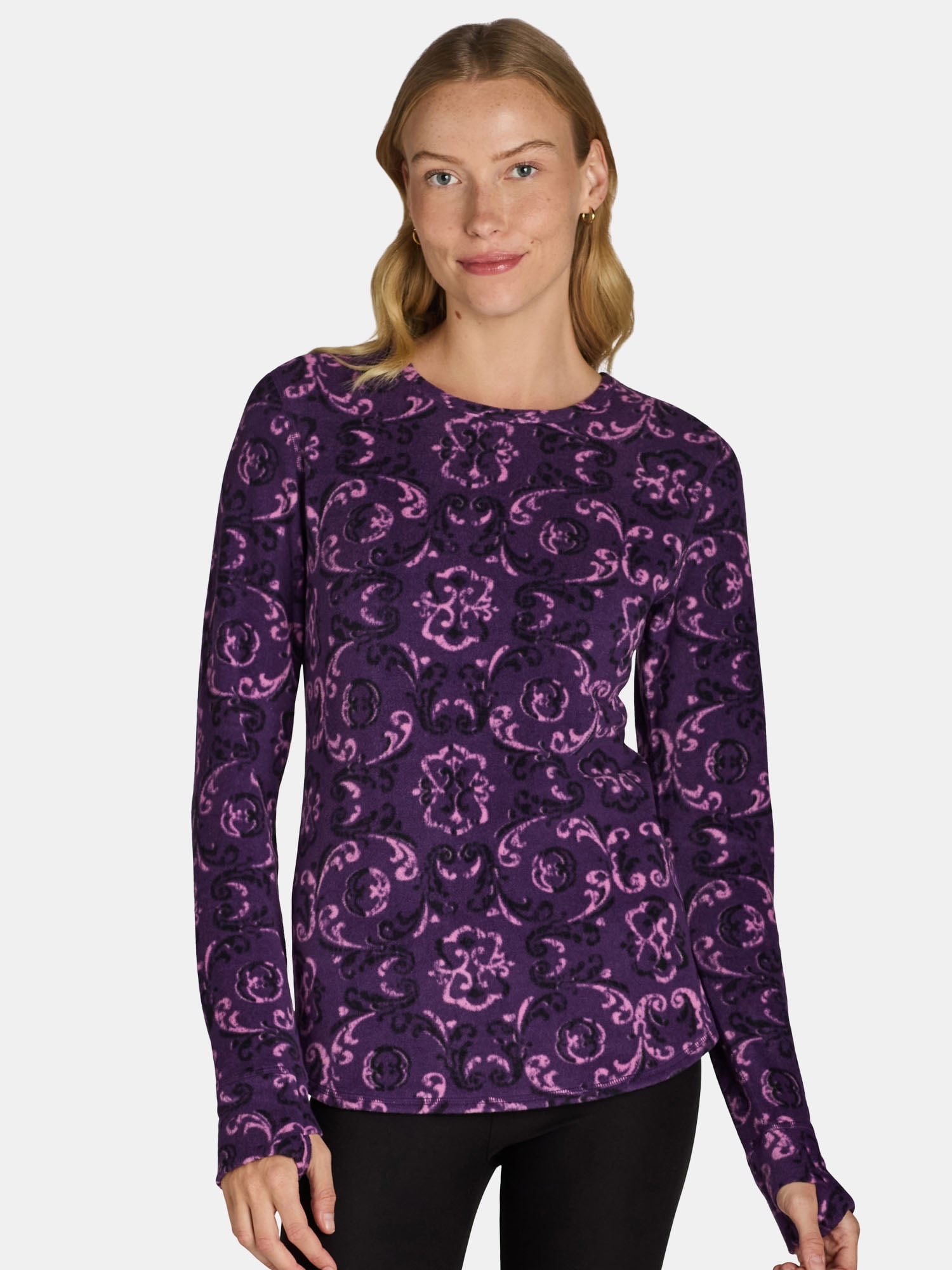 Cuddl Duds Stretch Fleece women's Top - Long Sleeve Crew Neck - Walmart.com