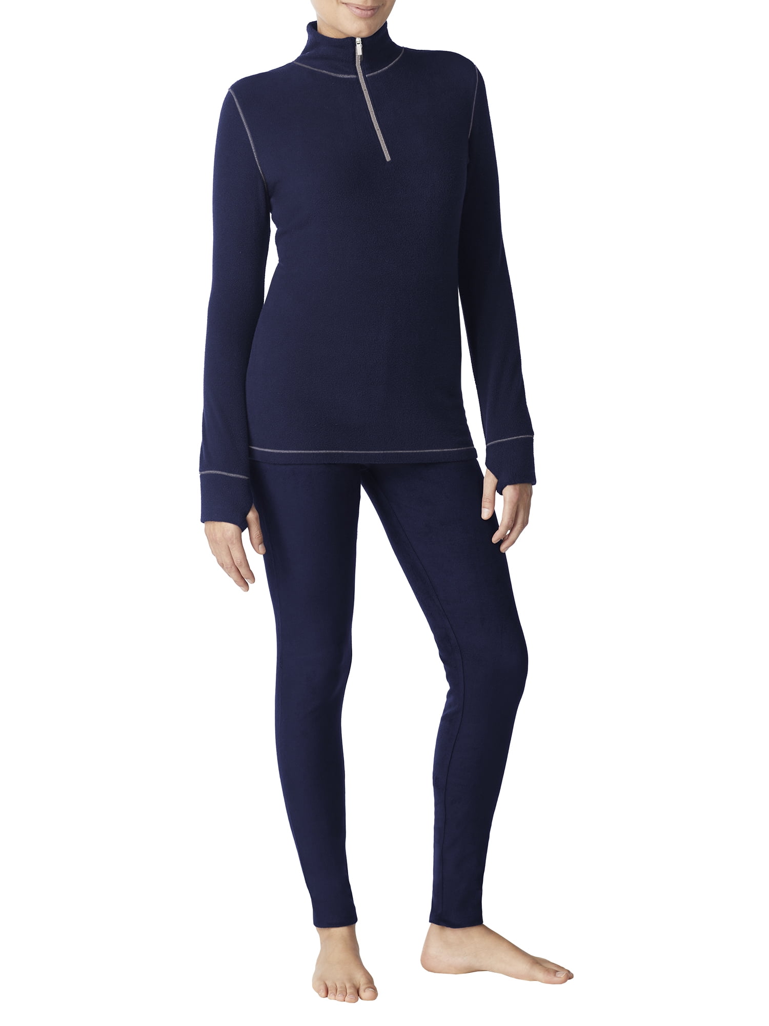 ClimateRight by Cuddl Duds Women's Stretch Fleece Base Layer Half Zip ...