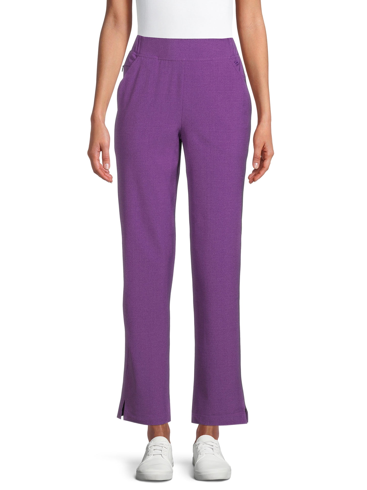 ClimateRight by Cuddl Duds Women's Stretch Woven Scrub Flat Front Pants ...