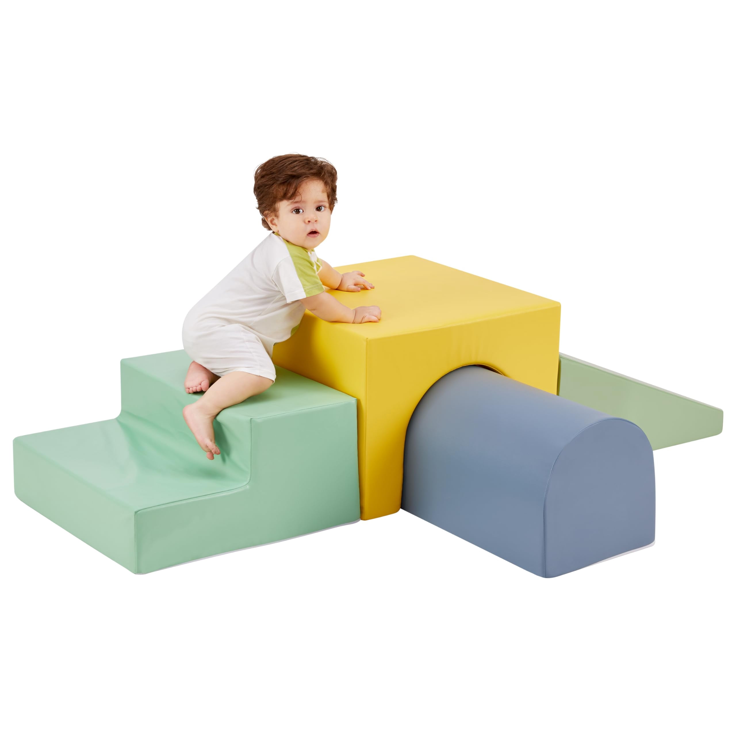 Climb & Crawl Activity Play Set - 4-Piece Climbing Soft Foam Block Play ...
