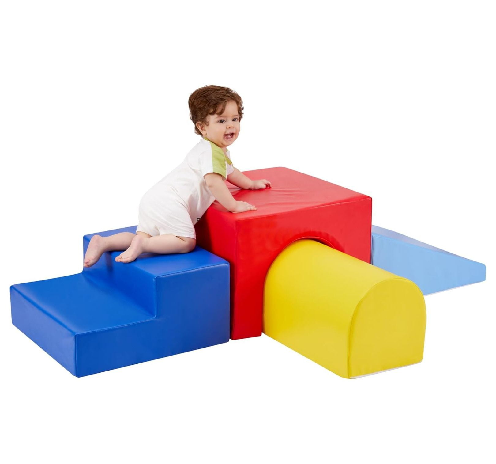 Climb and Crawl Activity Play Set, 4-Piece Climbing Soft Foam Block ...