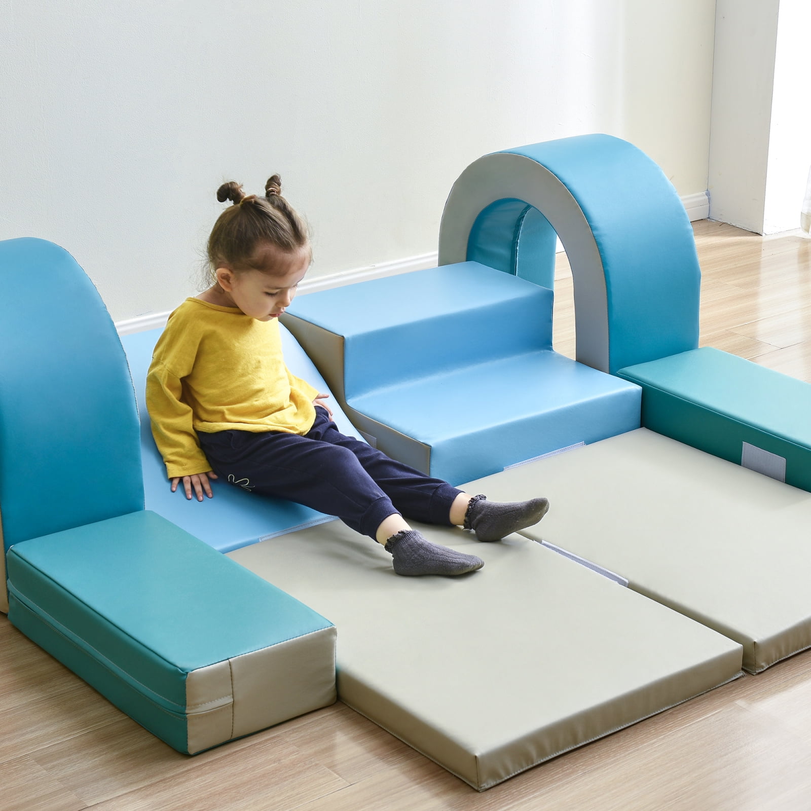 Climb and Crawl Play Set 10 in 1, 5-Piece Climbing Foam Shape Soft Zone ...