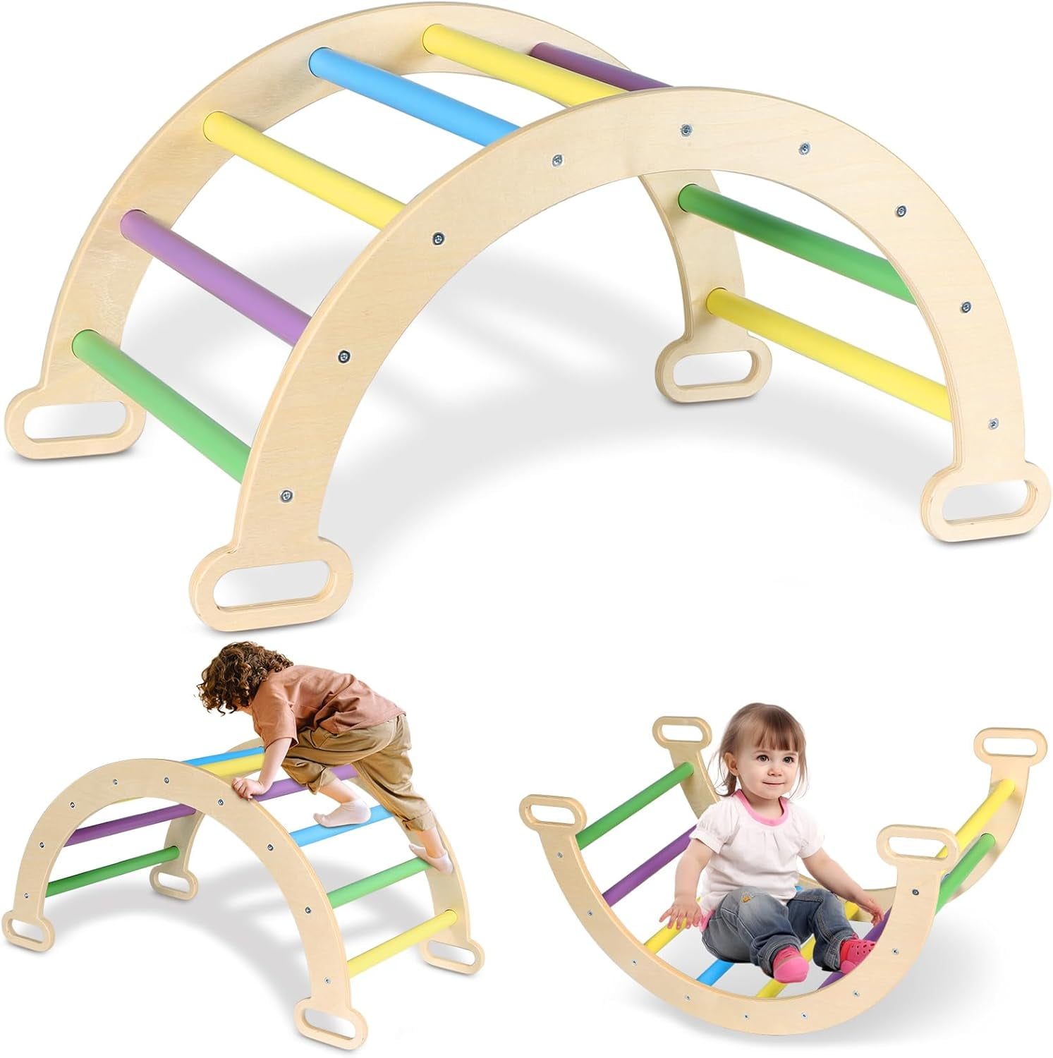 Climbing Arch, Montessori Toddler Climbing Toys Indoor, Wooden Baby ...