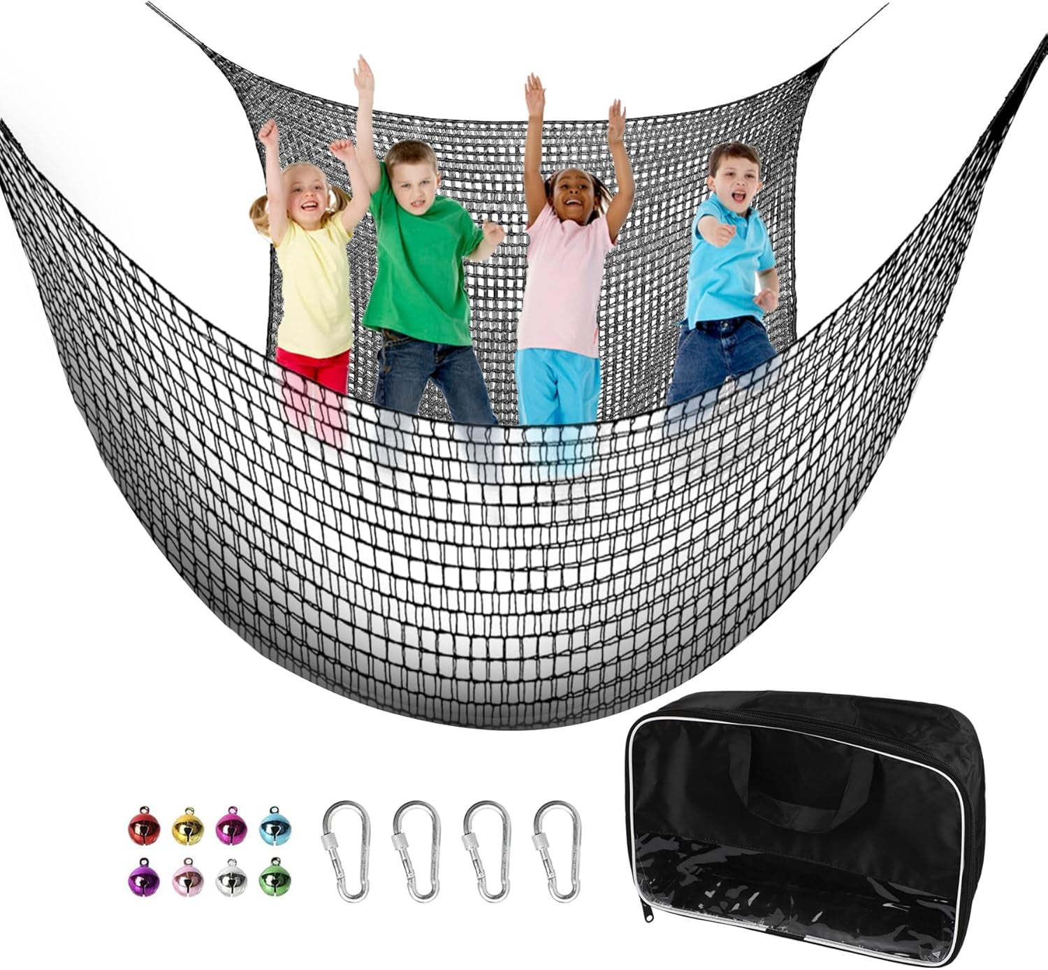 Climbing Cargo Net - 6.5' x 9.8', Double Layer Playground Safety Net ...