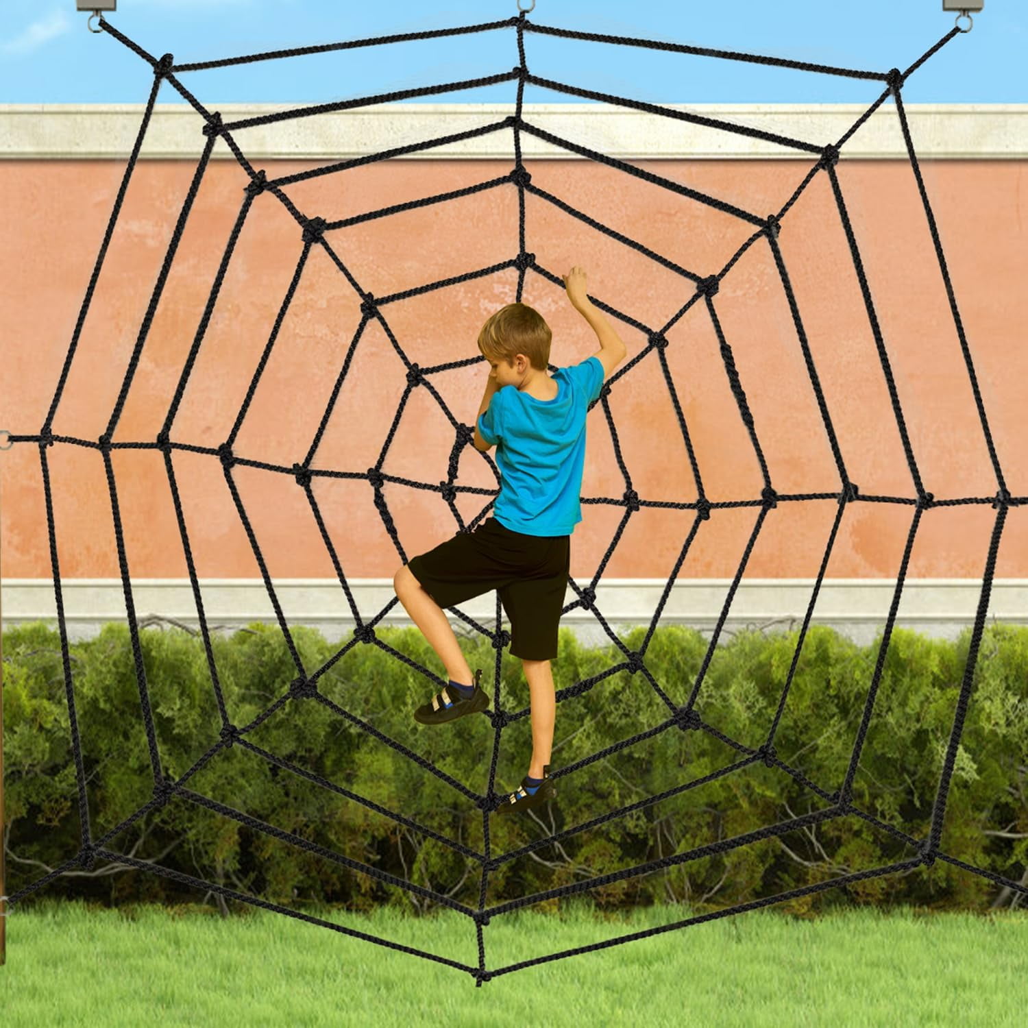 Climbing Cargo Net, 8×8ft Spider Climbing Net for Kids, for Playground ...