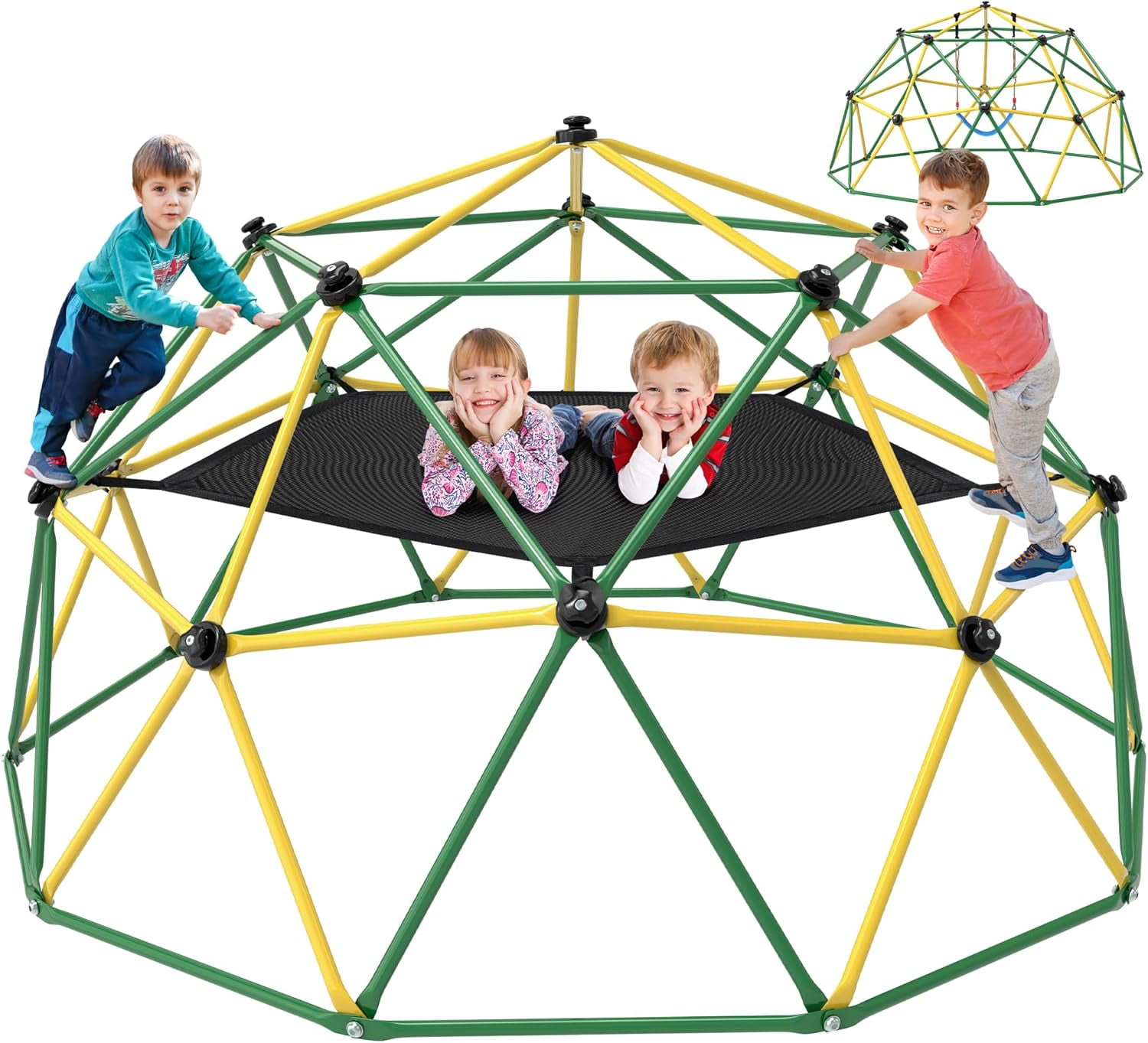 Climbing Dome, 10FT Dome Climber with Hammock & Swing for Kids 3-10 ...
