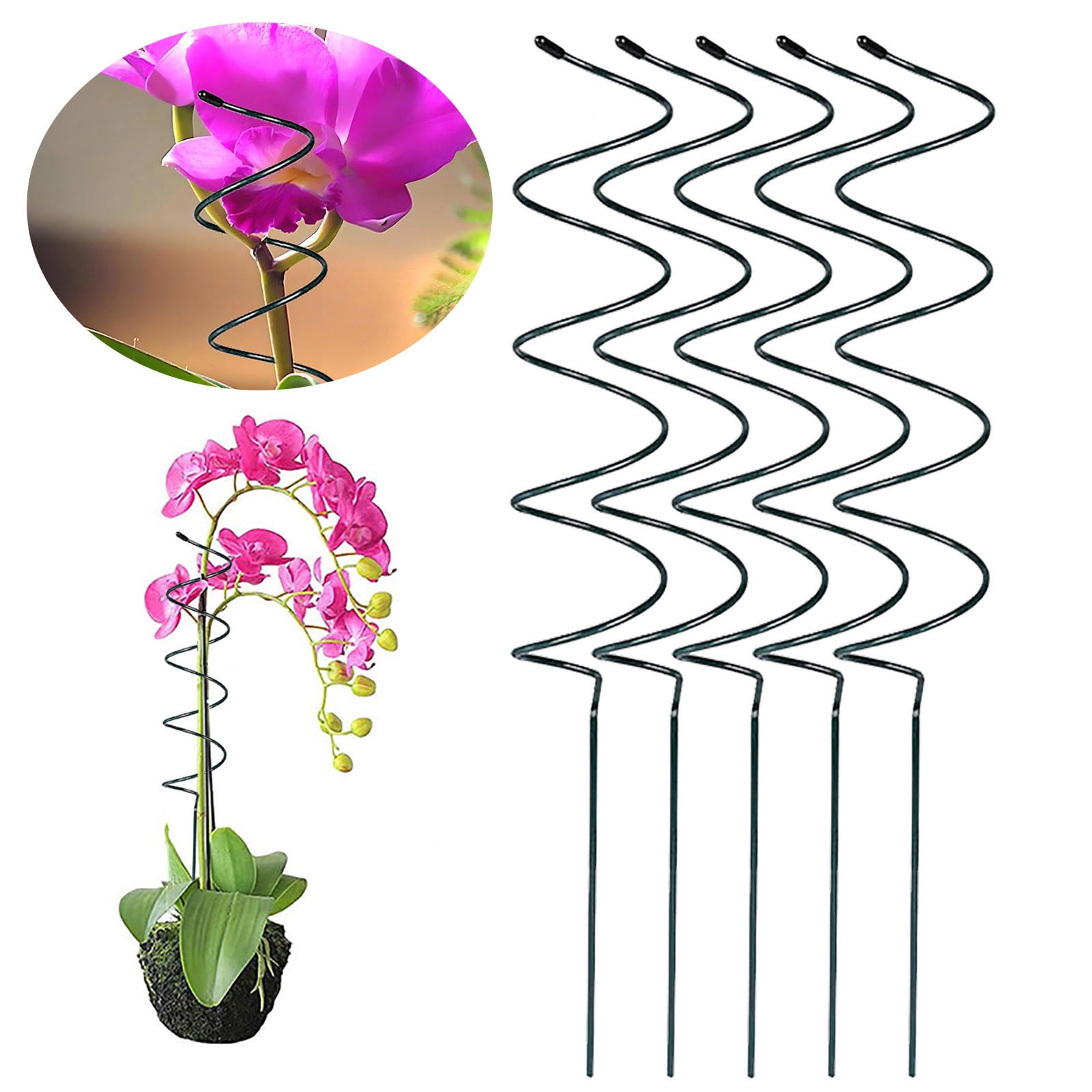 Climbing Frame, Green Metal Iron Plant Support Stand, 5-Piece Set with ...