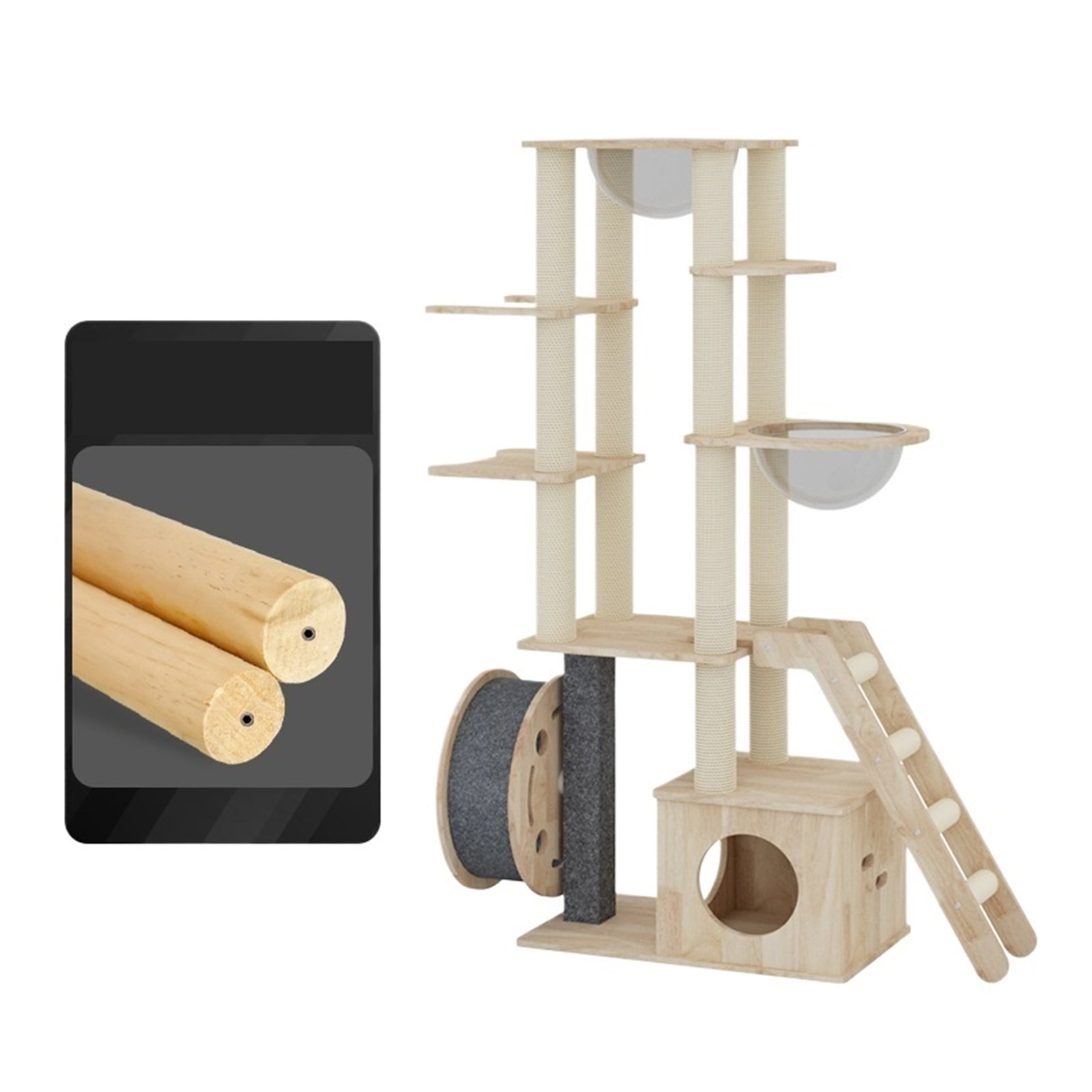 Climbing Frame Natural Pure Wood Sisal Cat Grabber Large Multi ...