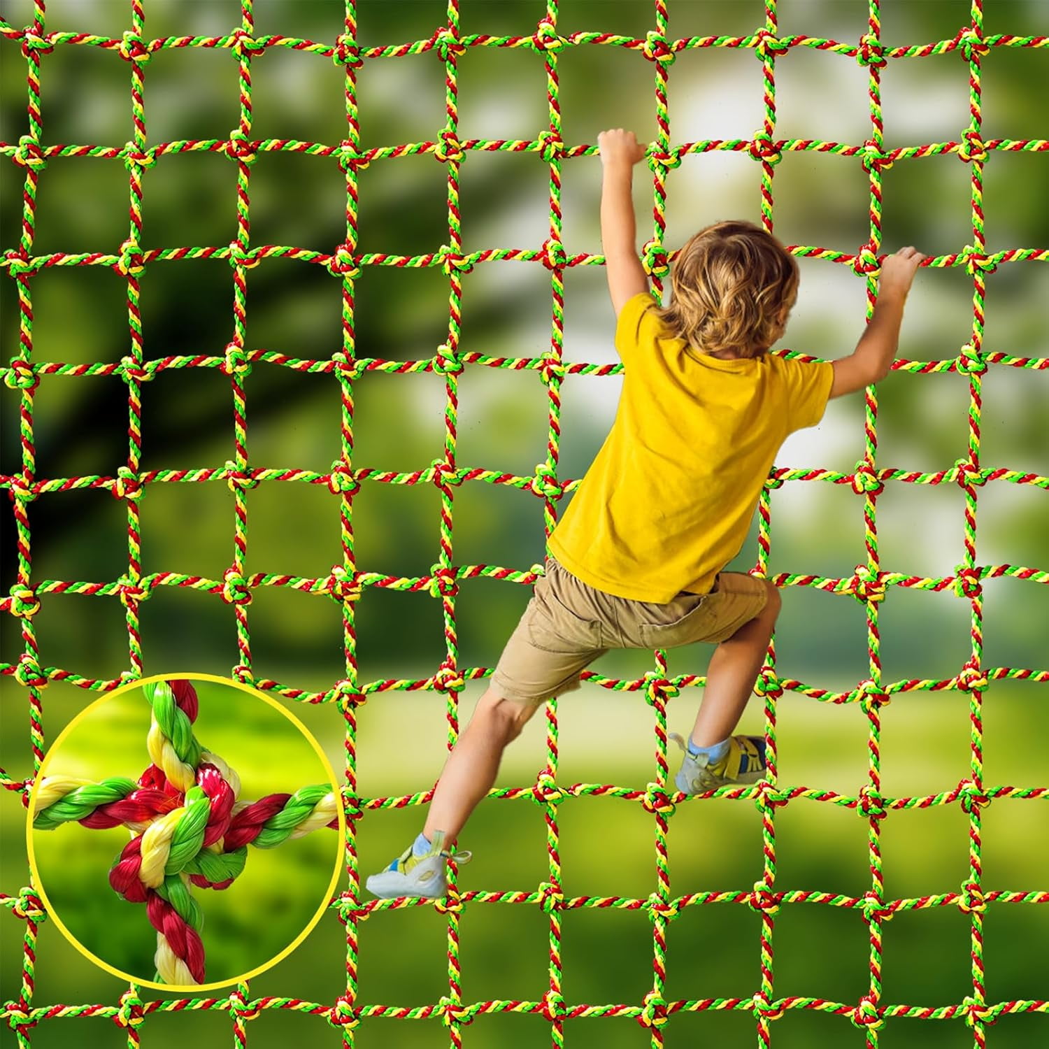 Climbing Net, 6.6ft X 6.6ft Polyester Climbing Cargo Net for Kids ...