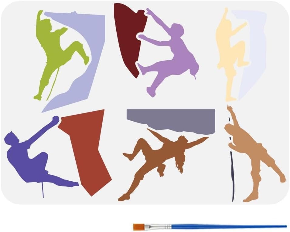 Climbing People Painting Stencil with Plastic Paint Brush 8.3x11.7 ...