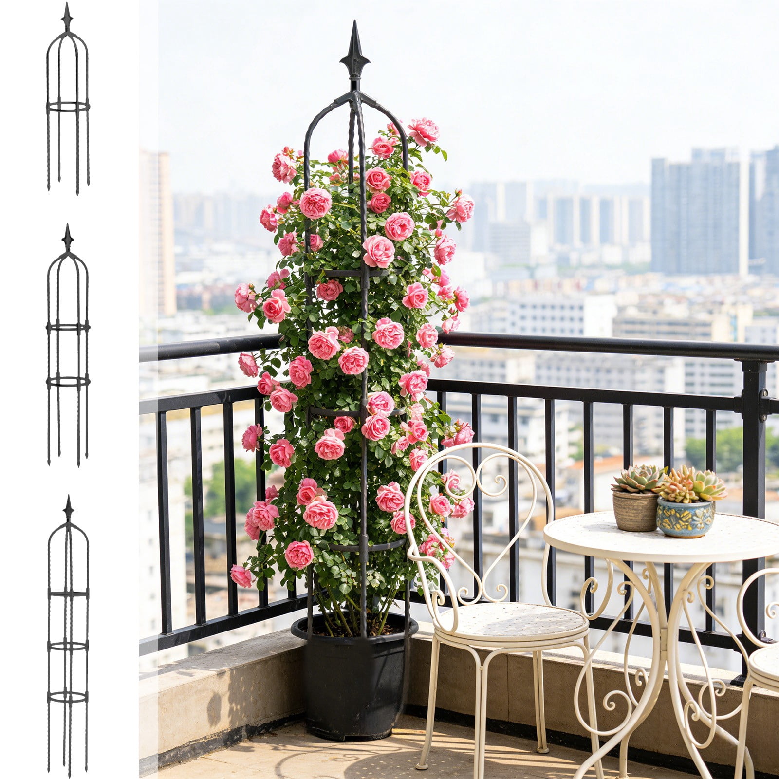 Climbing Plant Trellis Outdoor Fiberglass Support | Adjustable Black ...
