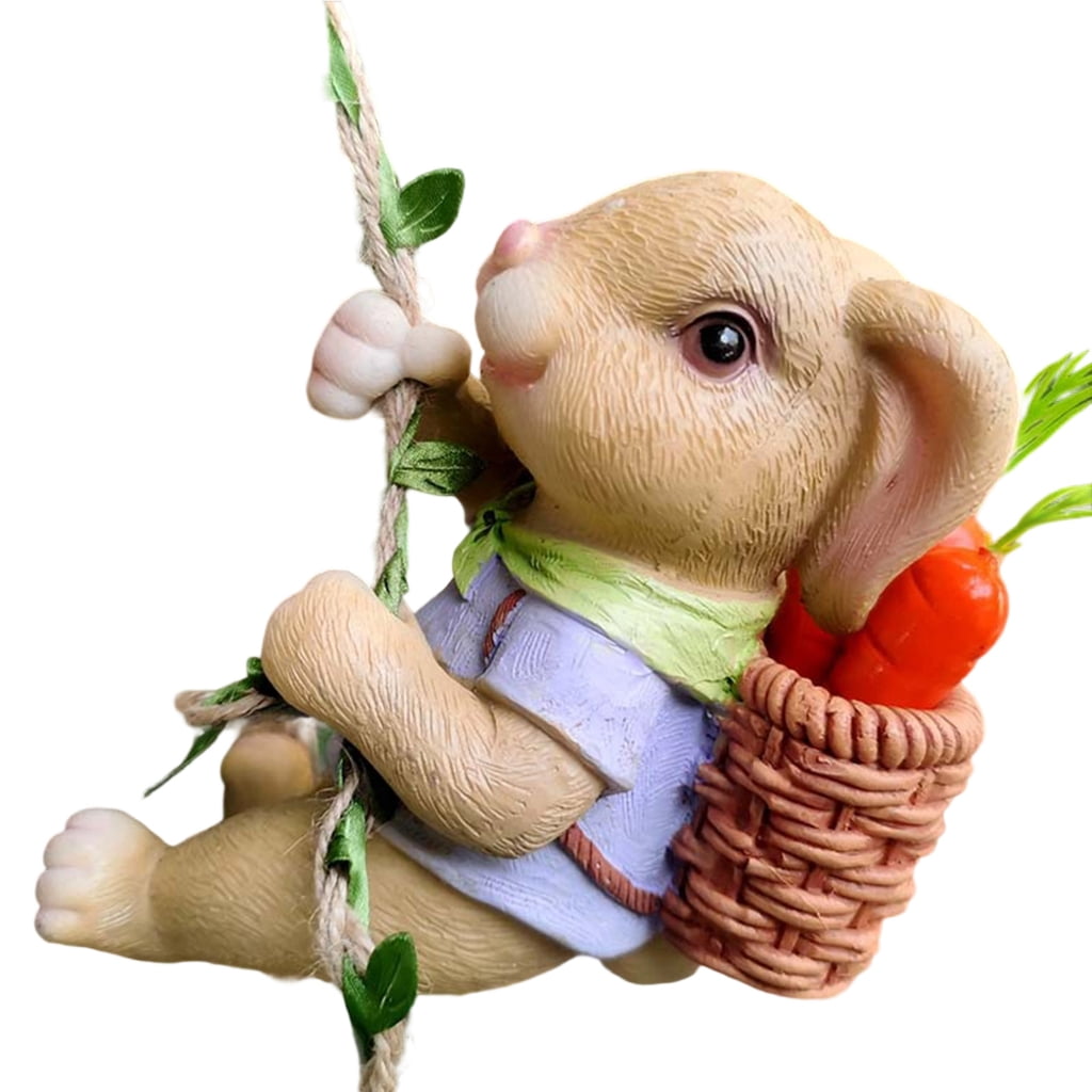 Climbing Rabbit Resin Sculpture Hand Painted Garden Decoration Outdoor ...