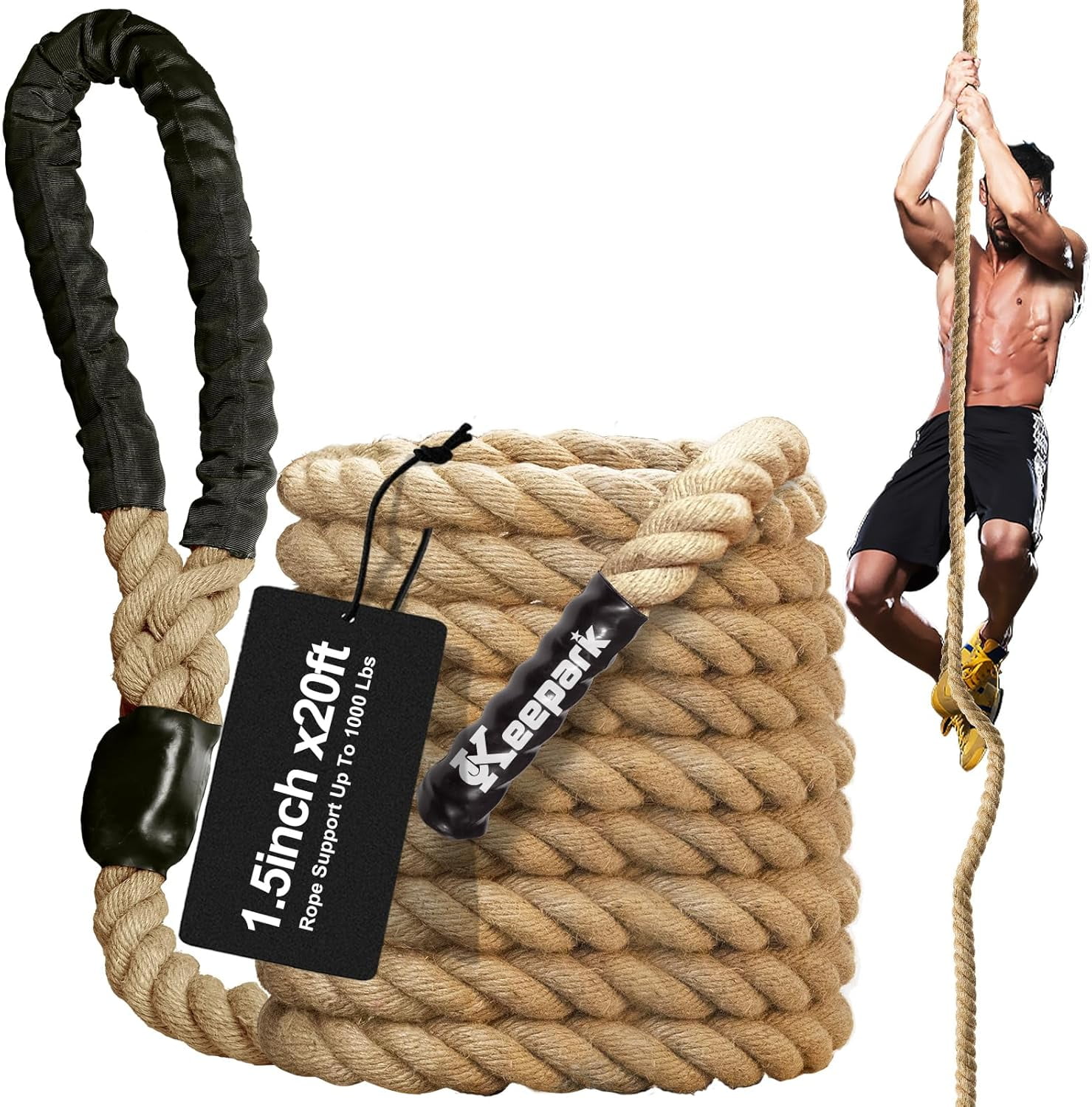 Climbing Rope 1.5 Inch Diameter 10FT 15FT 20FT 25FT 30FT 35FT Gym ...