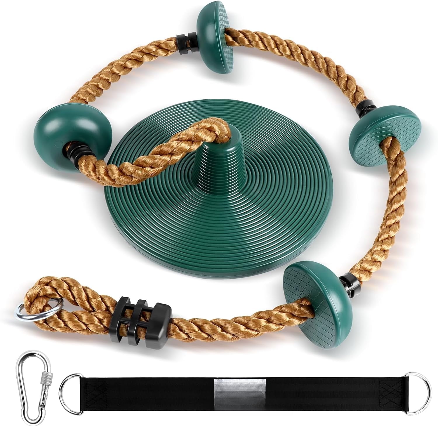 Climbing Rope with Platforms and Disc Swing Seat Set Playground Accessories Including Bonus ...