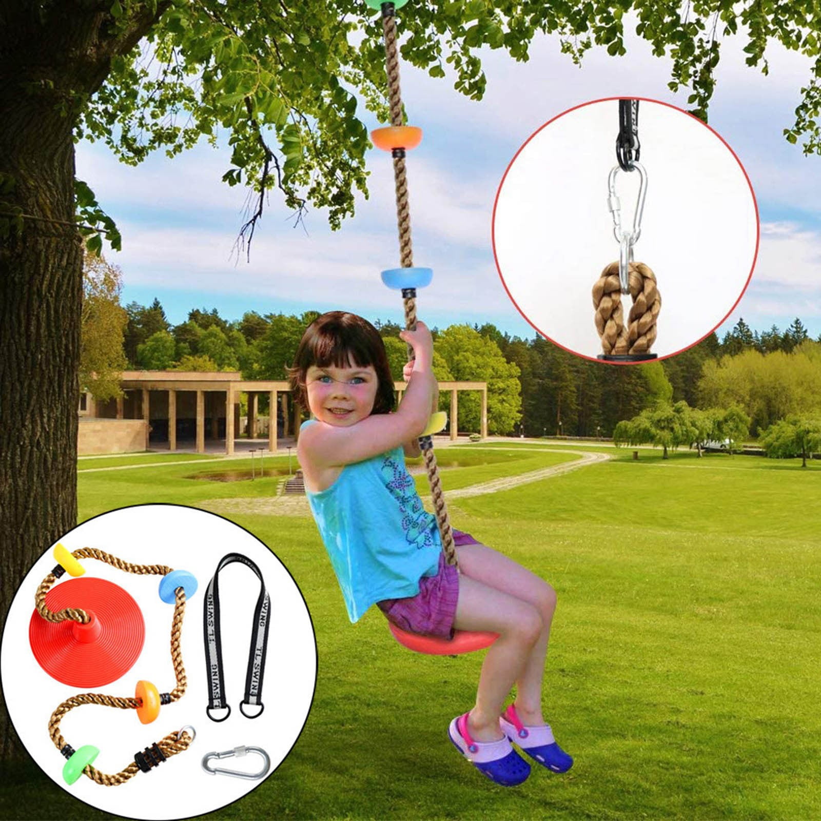 Climbing Rope Tree Swing with Platforms and Disc Swing Seat Set Outdoor ...