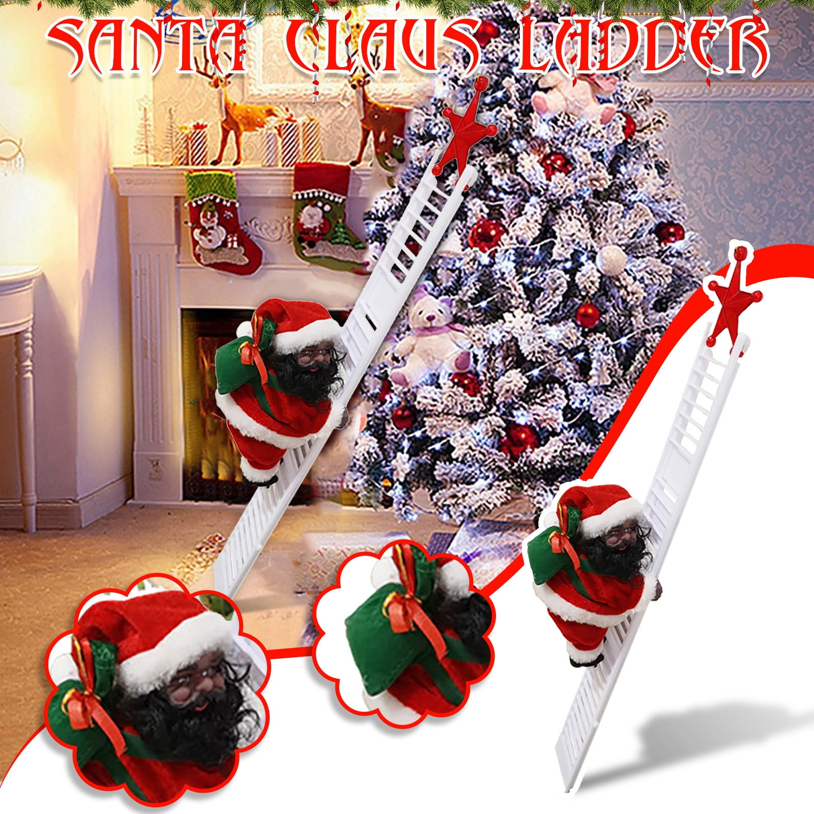 Climbing Santa Ladder Electric Black Santa Claus Climbing Ladder Up and ...