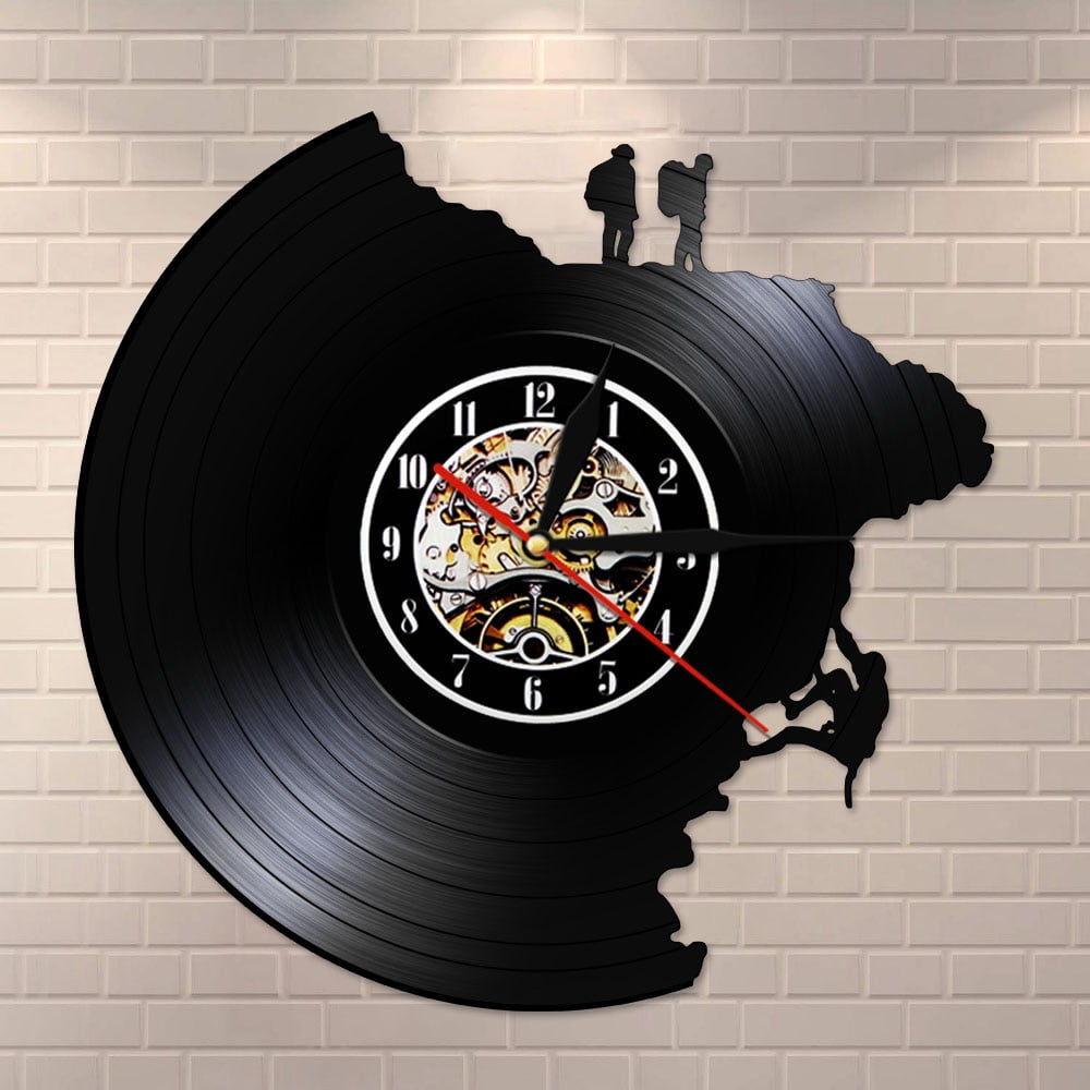 Climbing Vinyl Record Wall Clock Mountaineering Black Wall Art Decor ...