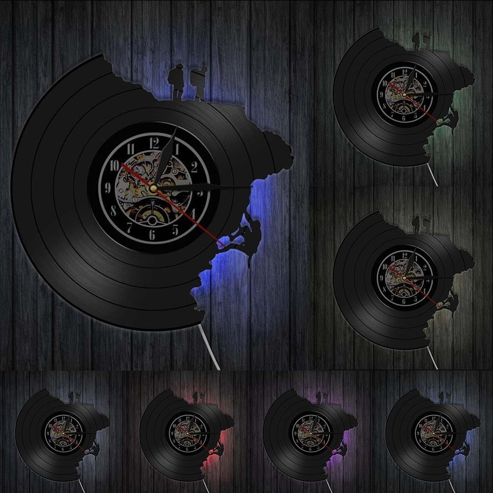 Climbing Vinyl Record Wall Clock Mountaineering Black Wall Art Decor ...