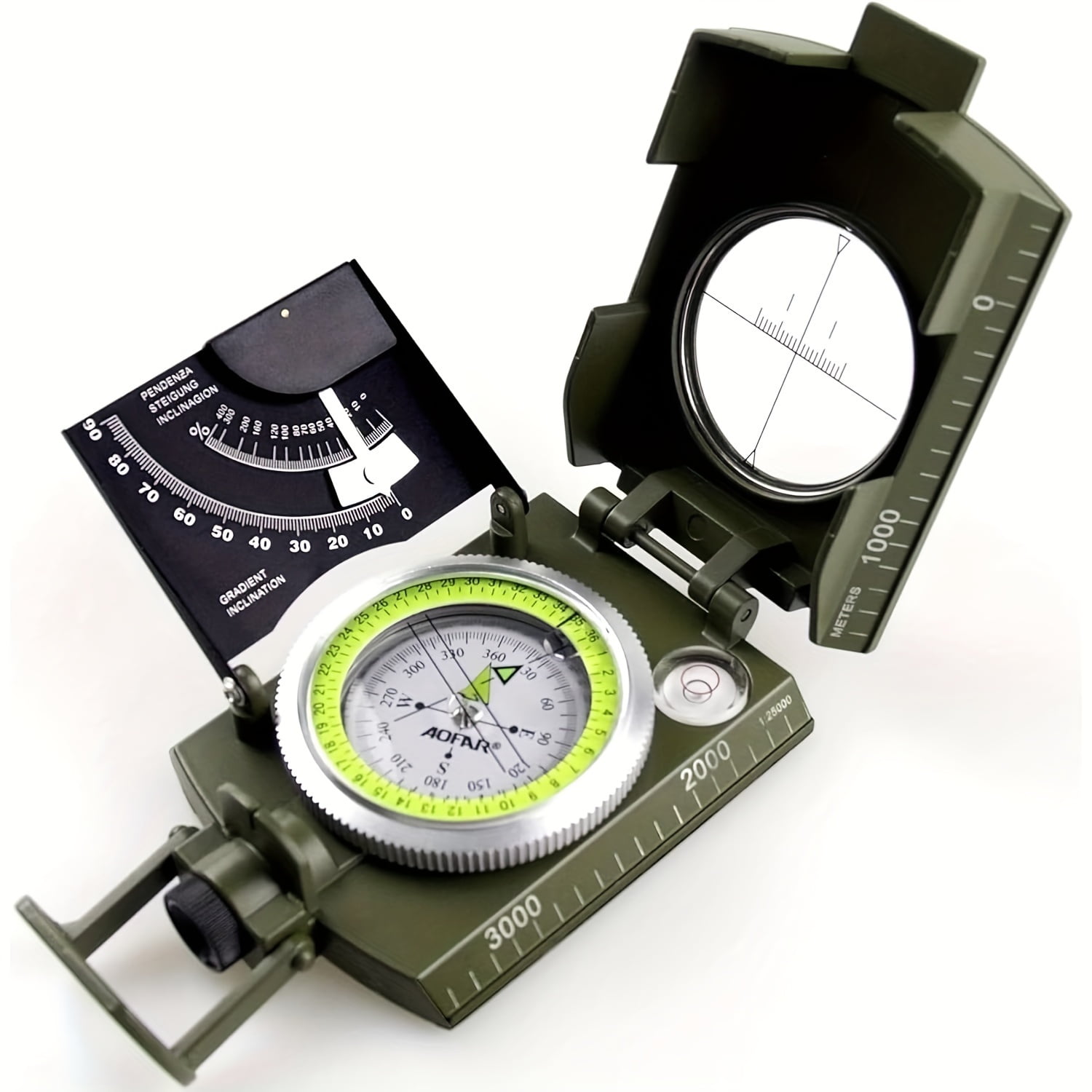 Climbing compass, lens aiming waterproof, durable, camping inclinometer ...