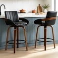 ClinQ Counter Height Swivel Bar Stools Set of 2, PU Leather Upholstered ...