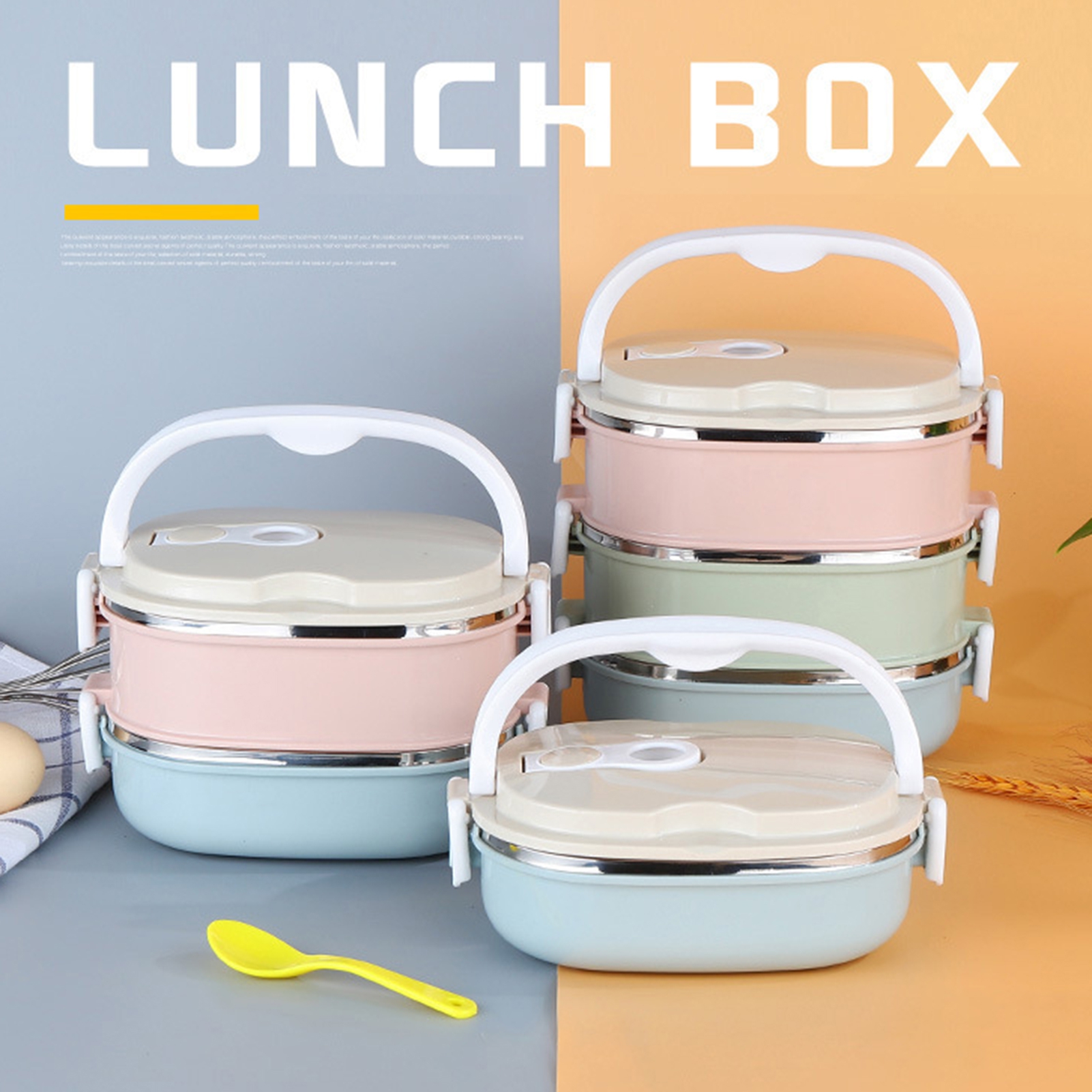 Clinaoy 1 Set 800/1600/2400ml Lunch Box 1/2/3 Layer with Handle ...