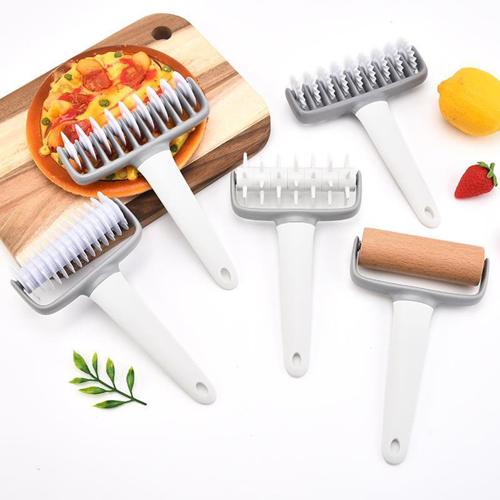 Clinaoy 1 Set Pizza Dough Roller Cutter Multifunction Baking Tool PP ...