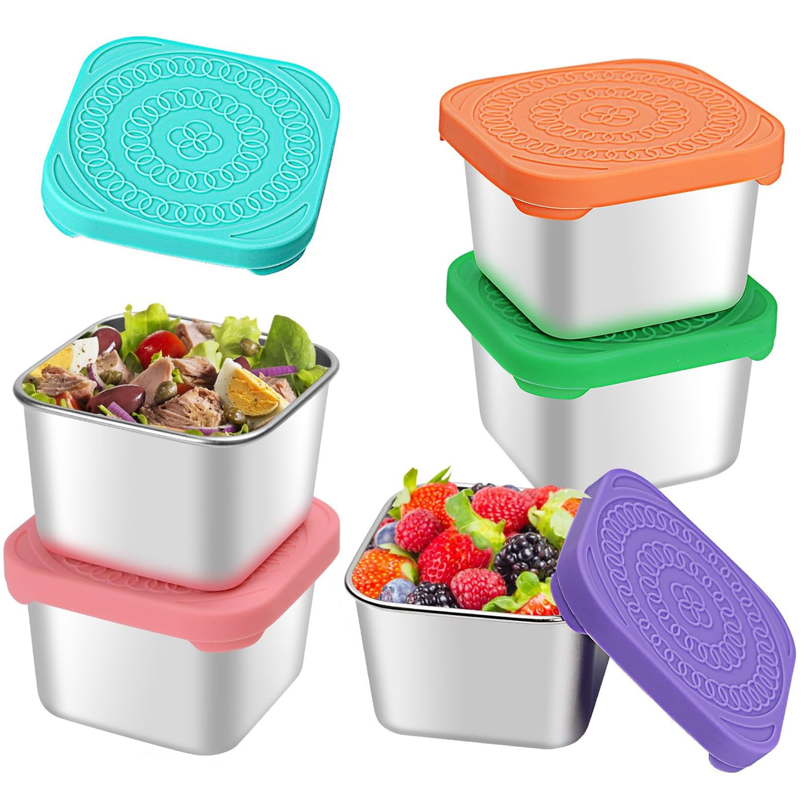 Clinaoy 1 Set Sauce Cup Leakproof Portable Stainless Steel Food Storage ...