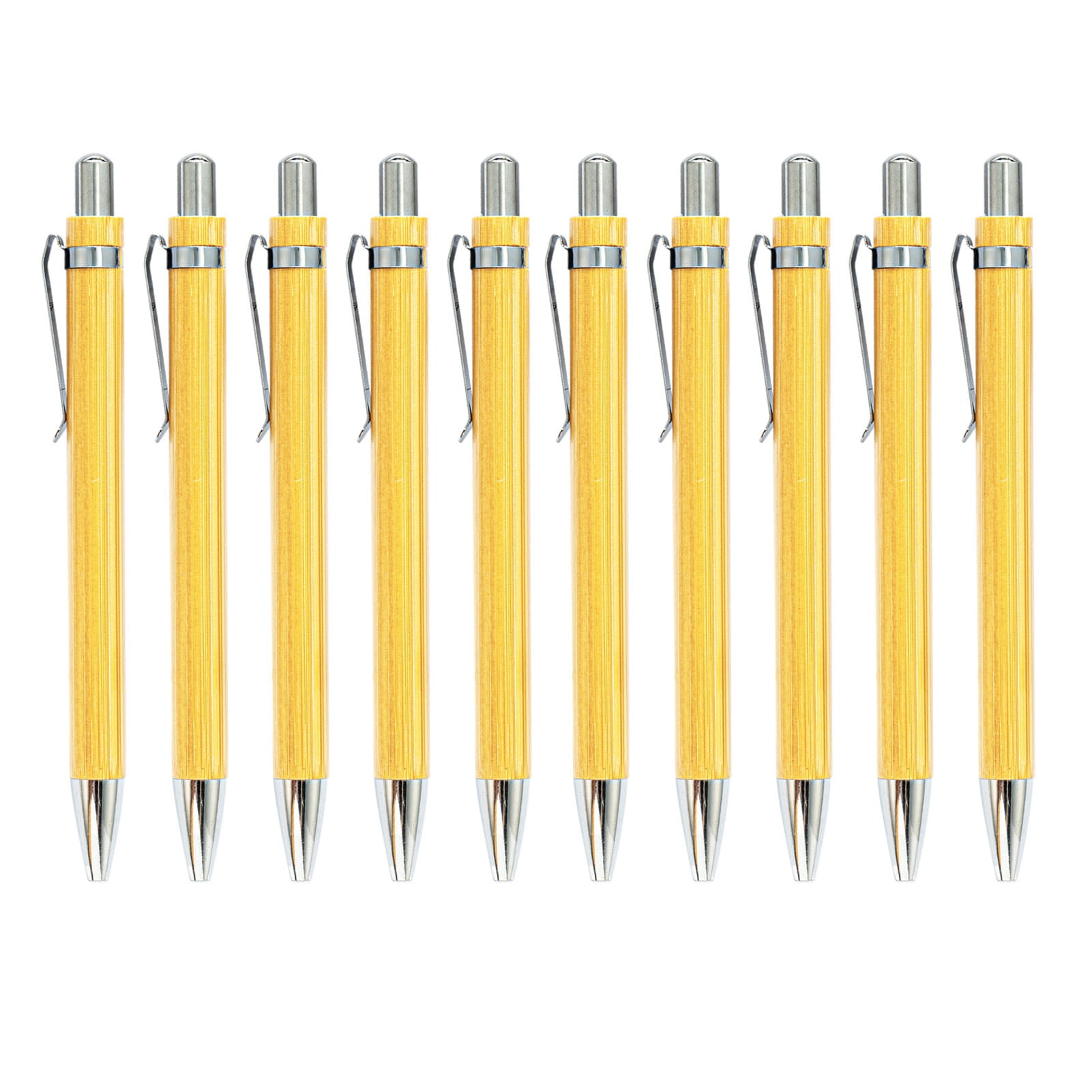 Clinaoy 10-Pack Bamboo Pens – Detachable, Smooth Writing with ...