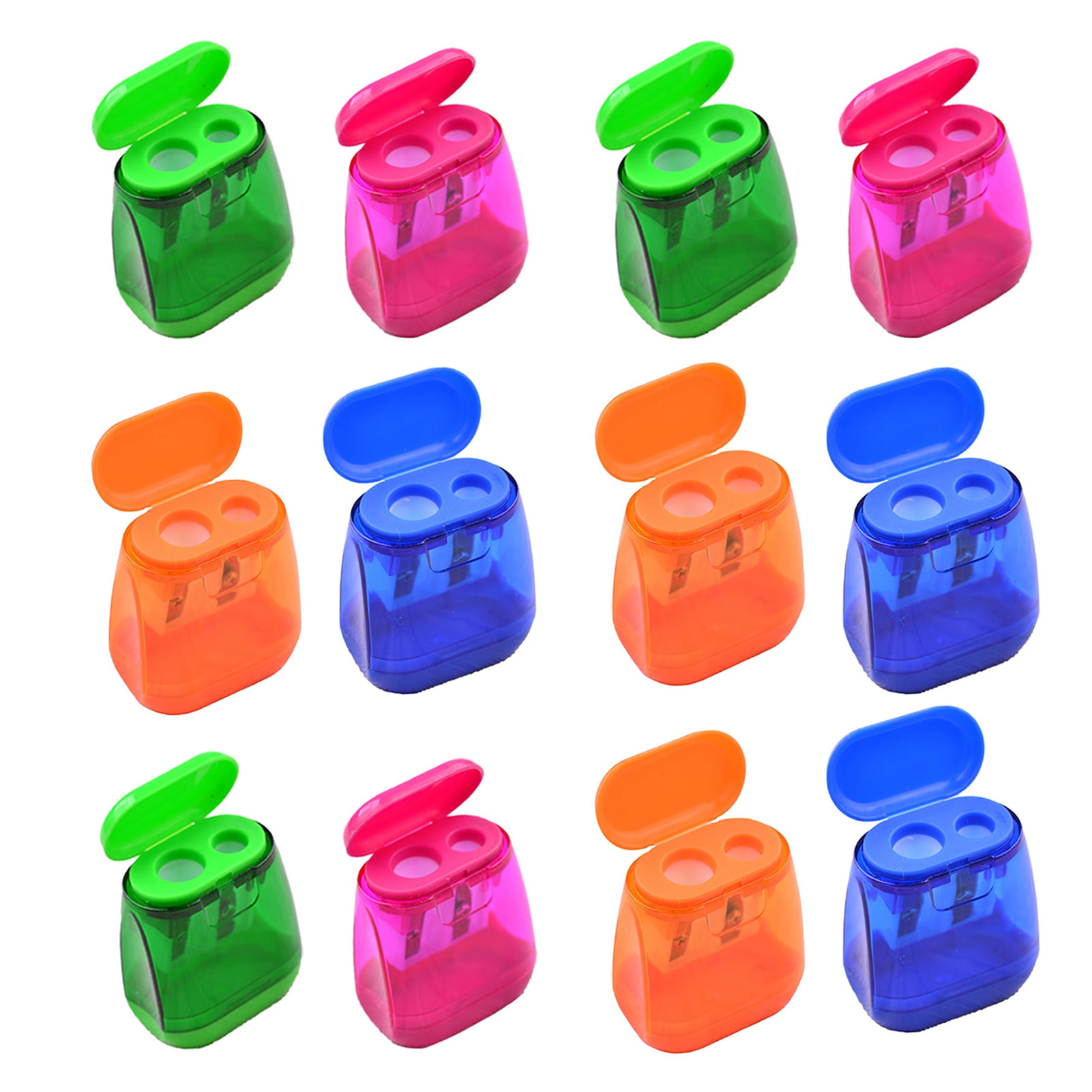 Clinaoy 12Pcs Dual Hole Pencil Sharpeners Cute Design Carbon Steel ...