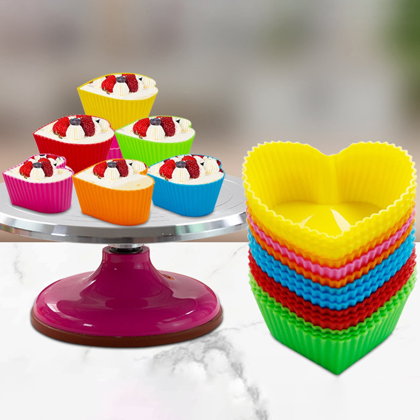 Clinaoy 12Pcs Muffin Cake Molds Heat Resistant Nonstick DIY Food Grade ...