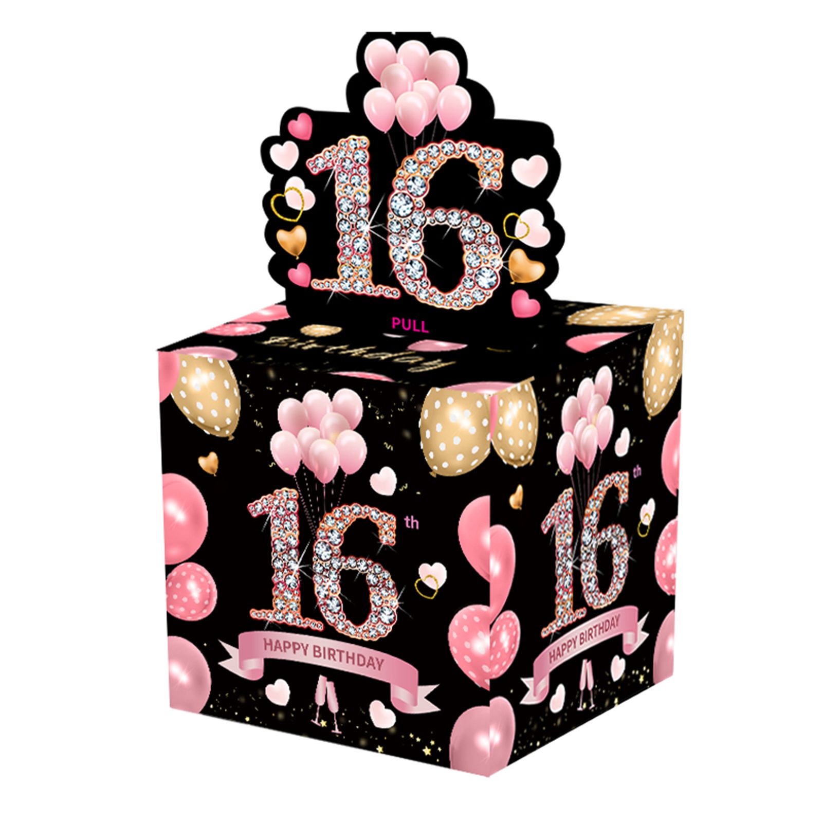 Clinaoy 16th 21st Happy Birthday Money Box Surprise Pull Out Money Gift ...