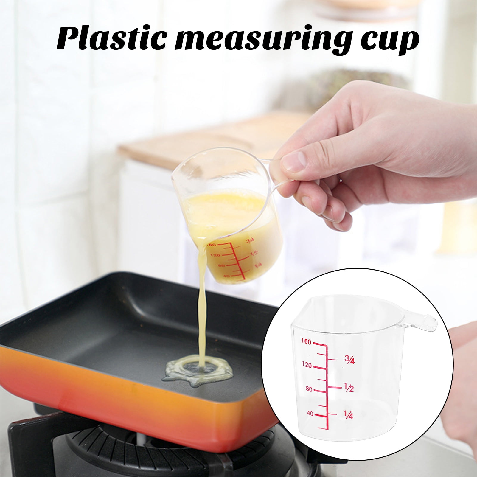 Clinaoy 180ML Plastic Rice Measuring Cup Precision with Handle Easy ...