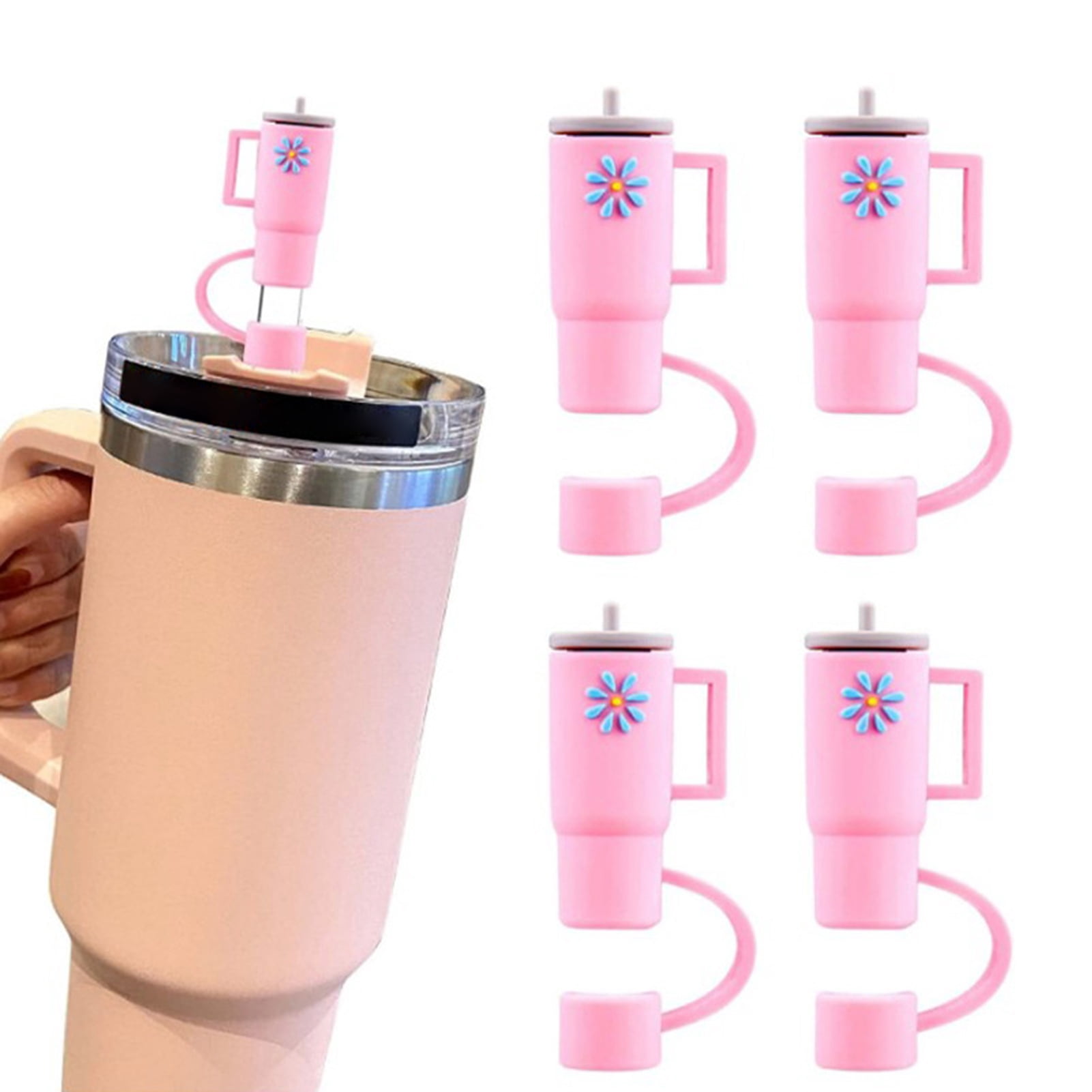 Clinaoy 2/5Pcs Straw Tip Covers Tumbler Shape Anti-slip Silicone No ...