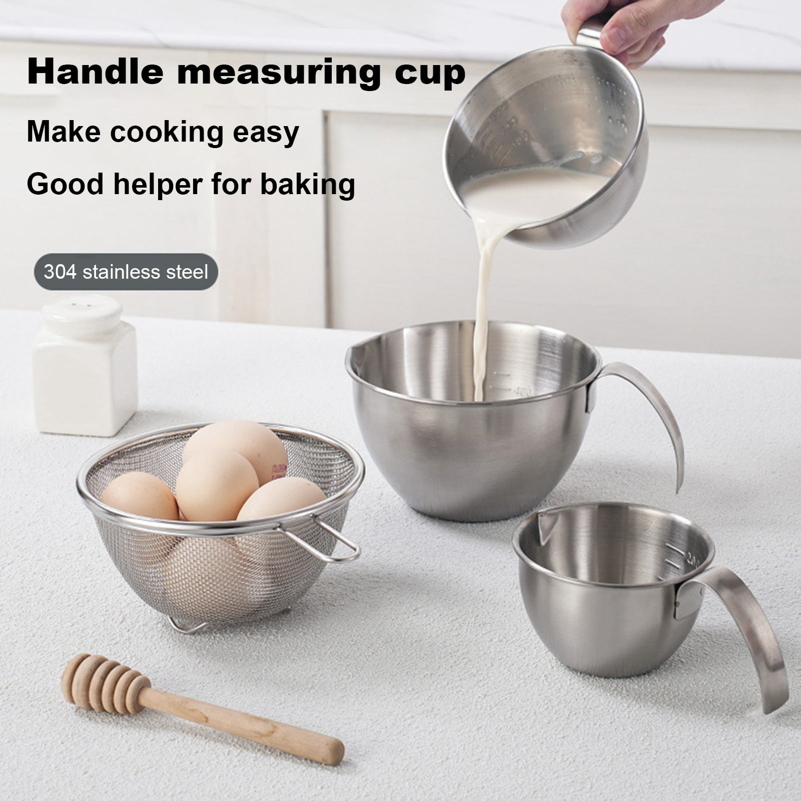 Clinaoy 304 Stainless Steel Measuring Cup with Handle Scale Large ...