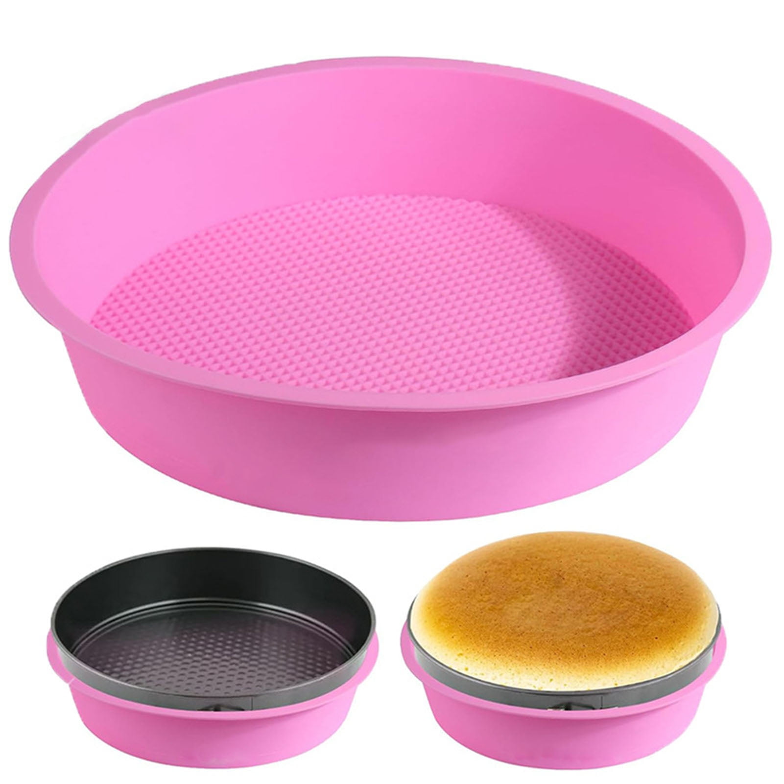 Clinaoy 4/6/8/10-Inch Round Silicone Cake Mold Non-stick Food Grade ...