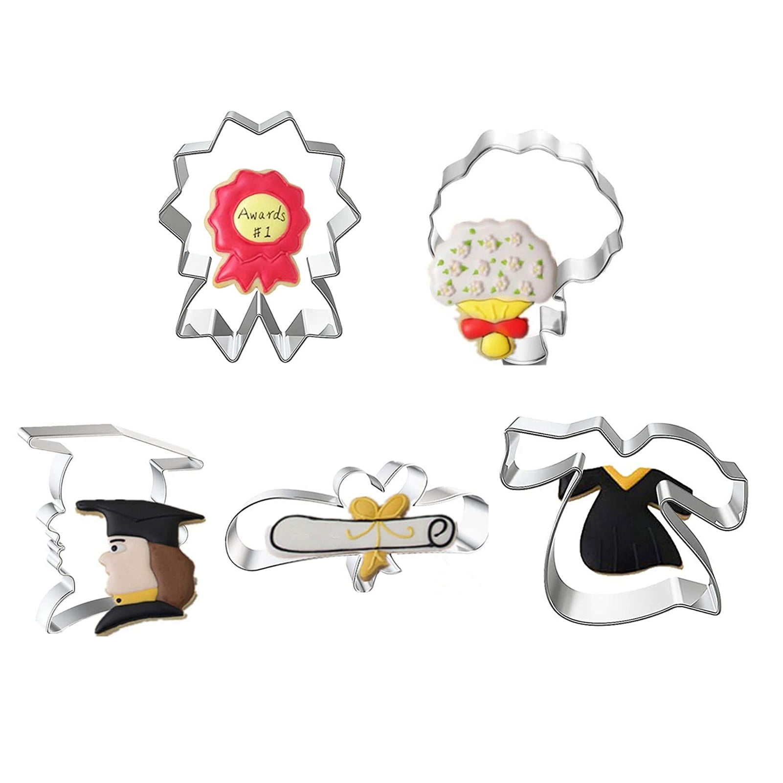 Clinaoy 5Pcs Graduation Cookie Cutters Set Stainless Steel Graduation ...