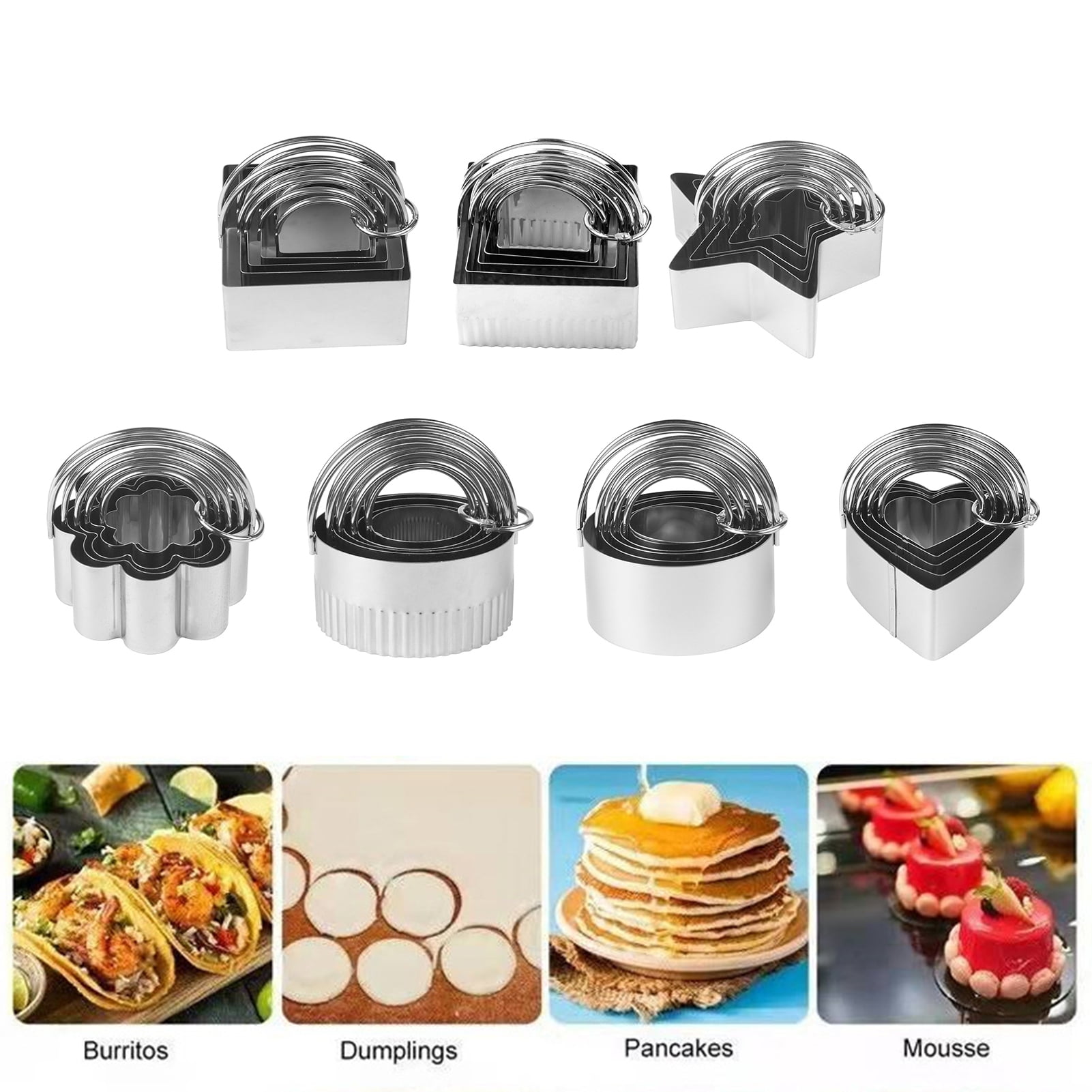 Clinaoy 5Pcs Stainless Steel Cookie Cutters with Handle Assorted Size ...