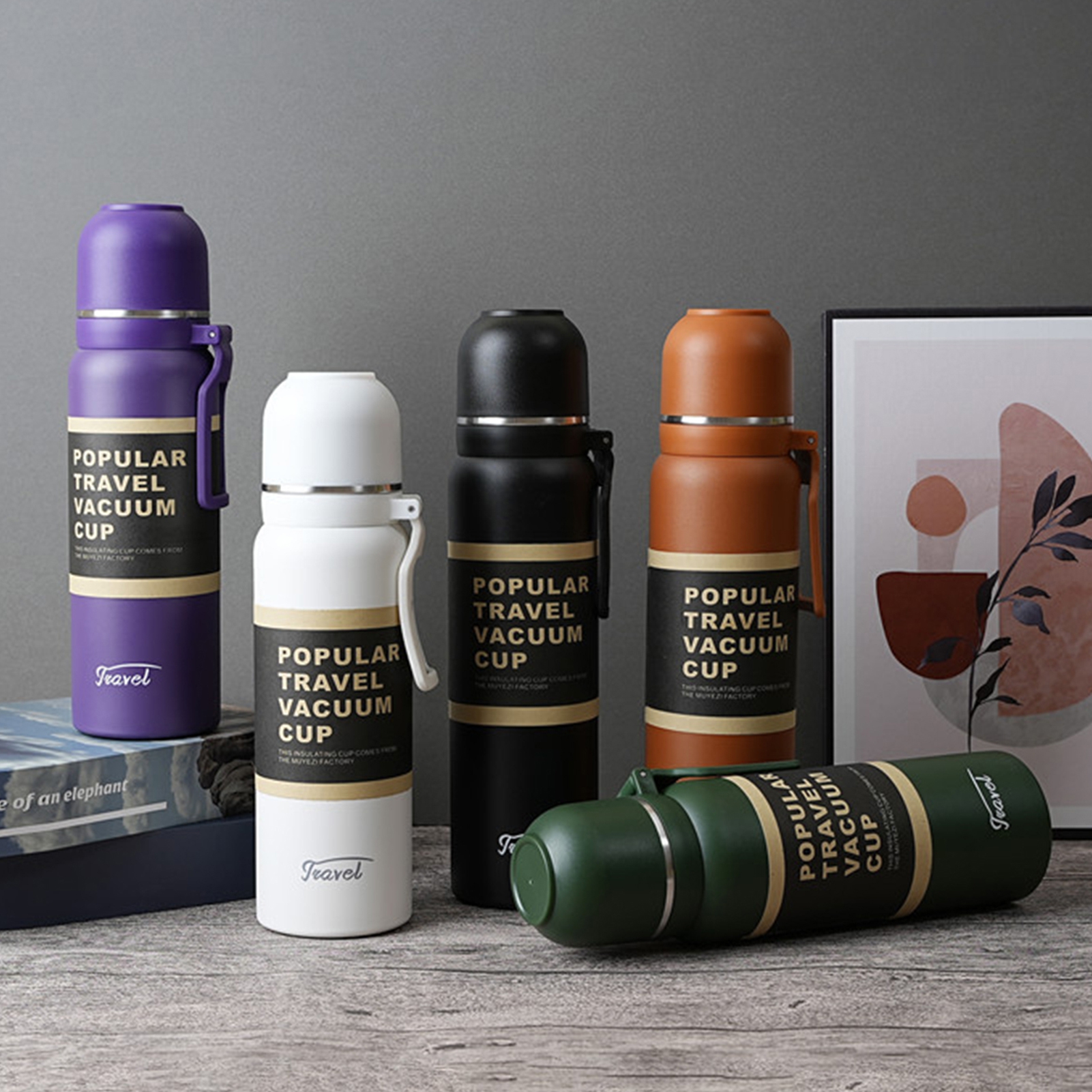 Clinaoy 650ml/850ml Vacuum Flask Leak-proof Wide Mouth Stainless Steel Double Wall Insulated ...