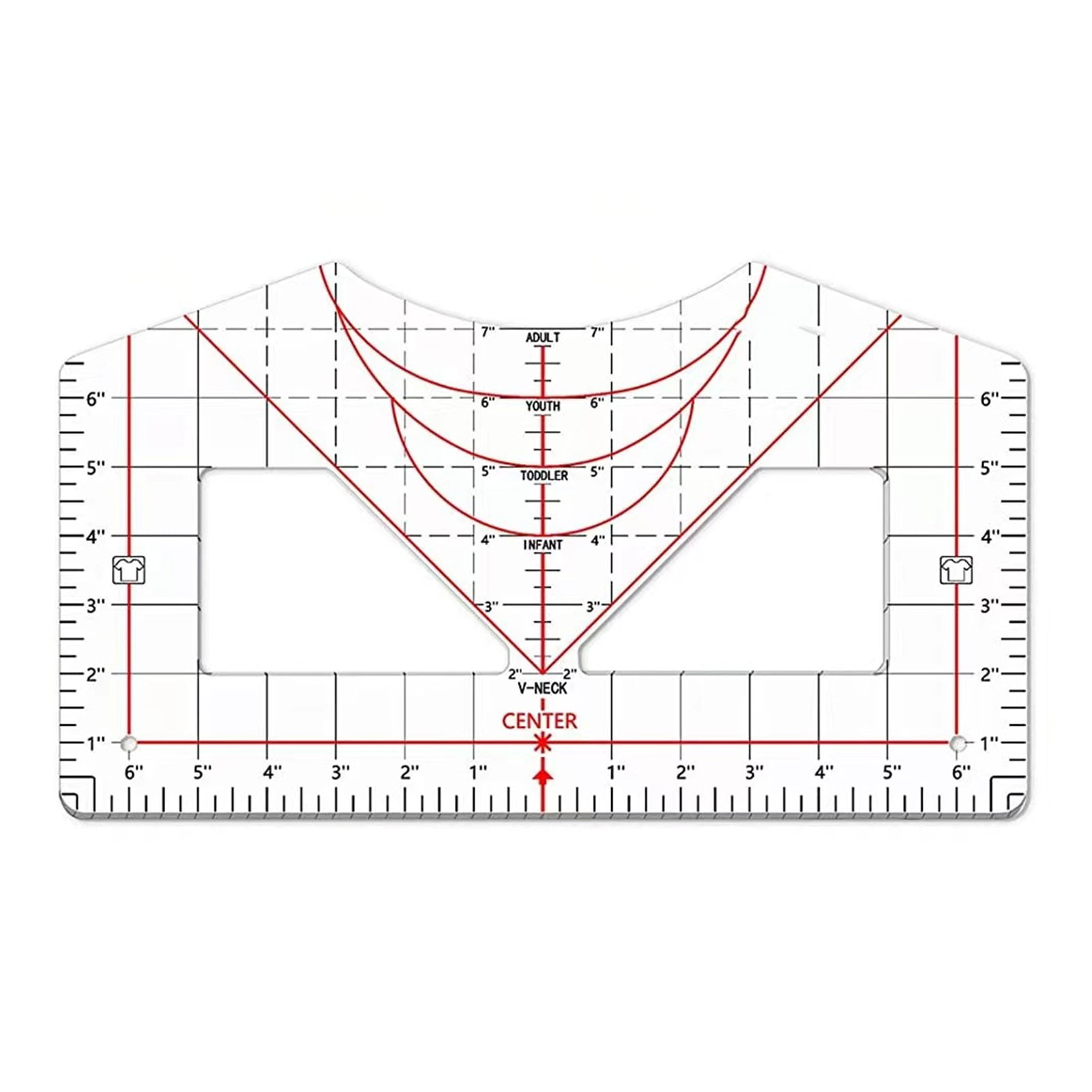 Clinaoy Alignment Ruler Round Neck DIY Sewing Universal T-Shirt Design ...