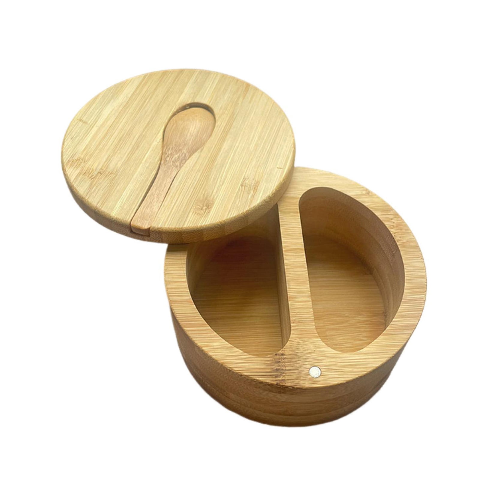 Clinaoy Bamboo Seasoning Storage Box with Magnetic Swivel Lid Wooden ...