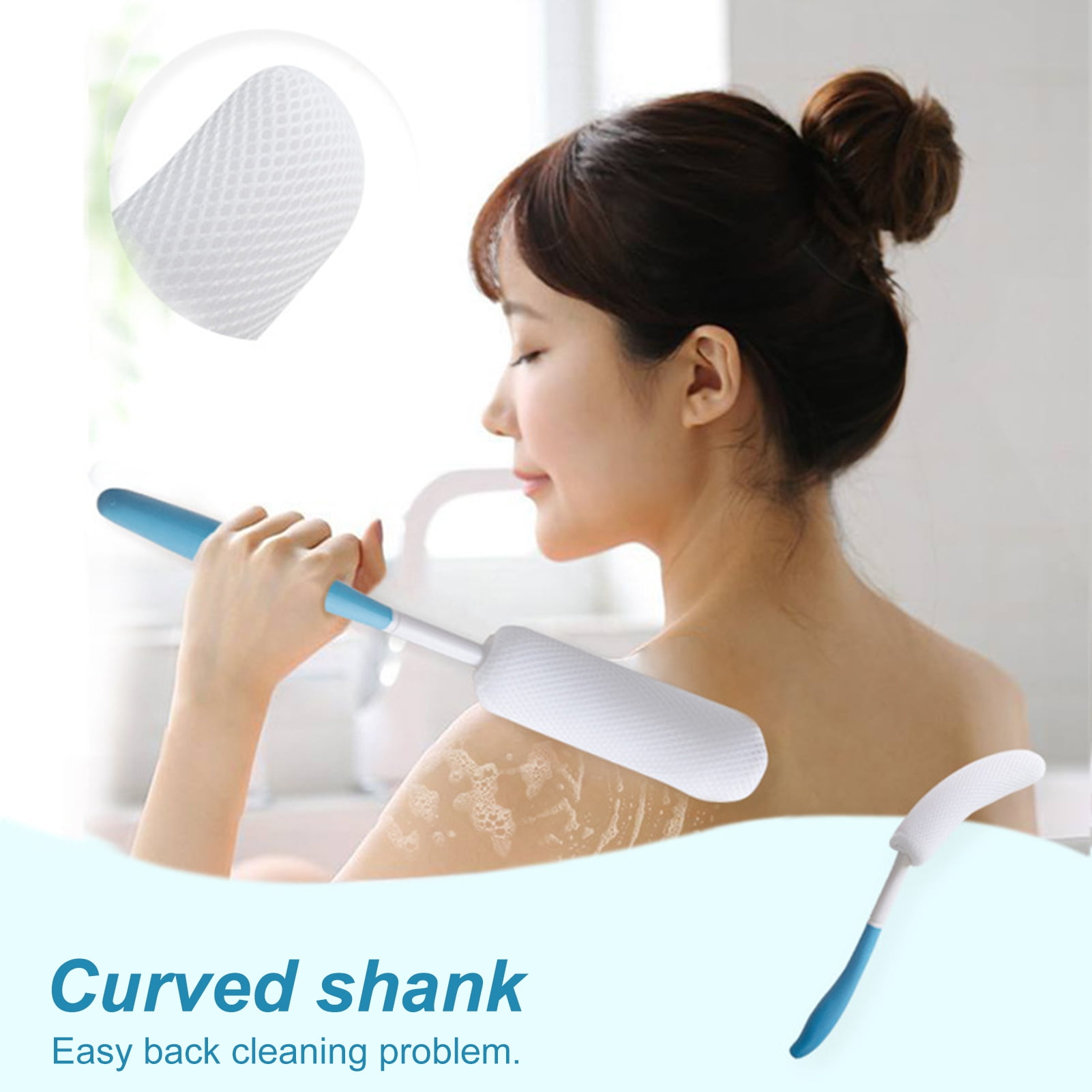 Clinaoy Bath Brush Detachable Brush Head Curved Anti-slip Soft ...