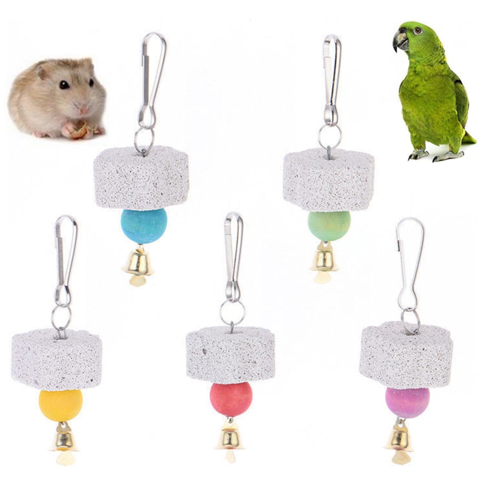 Clinaoy Birds Parrot Parakeet Grinding Mineral Bell Stone Molar Cage ...
