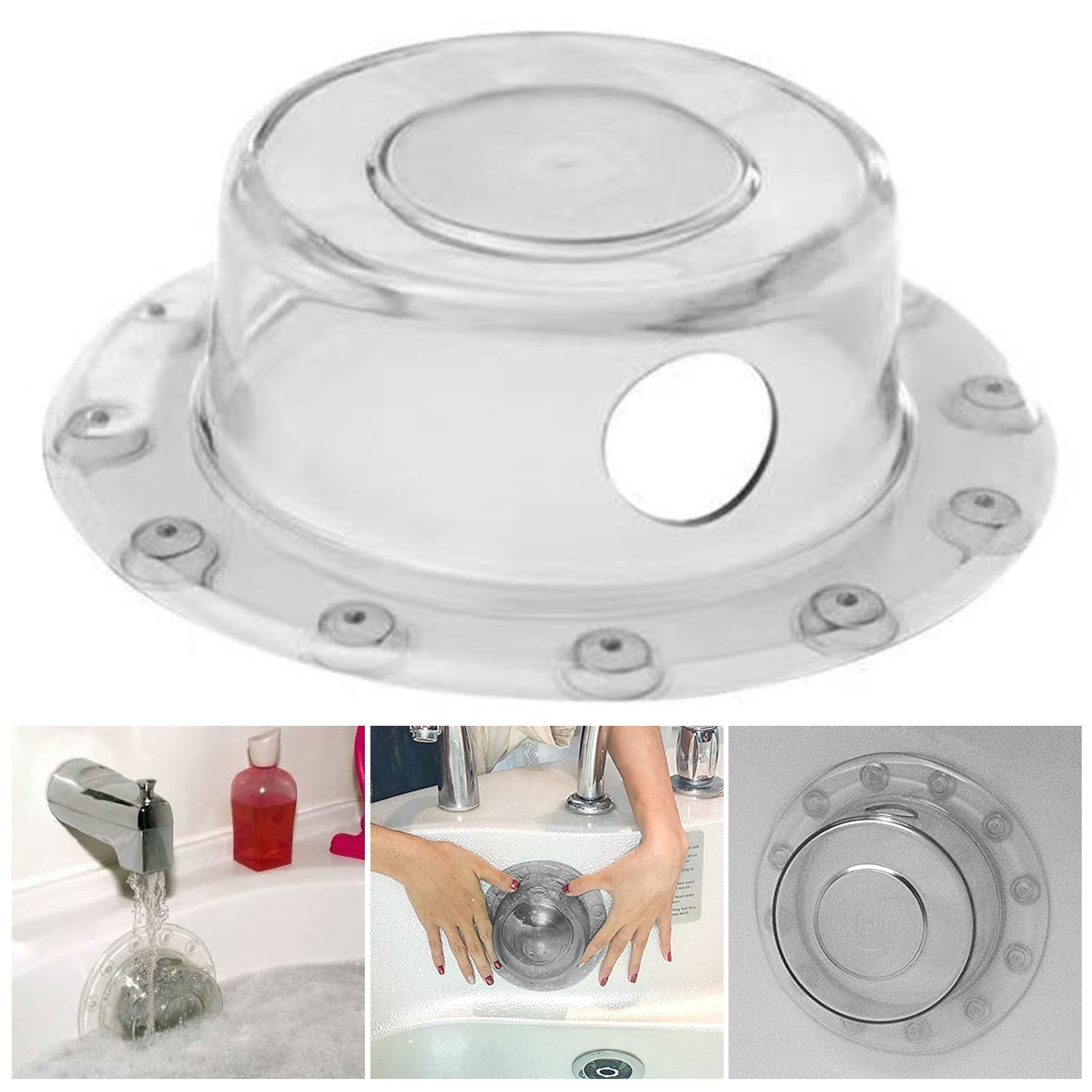 Clinaoy Bottomless Bath Overflow Drain Cover Strong Grip Leak-Free ...