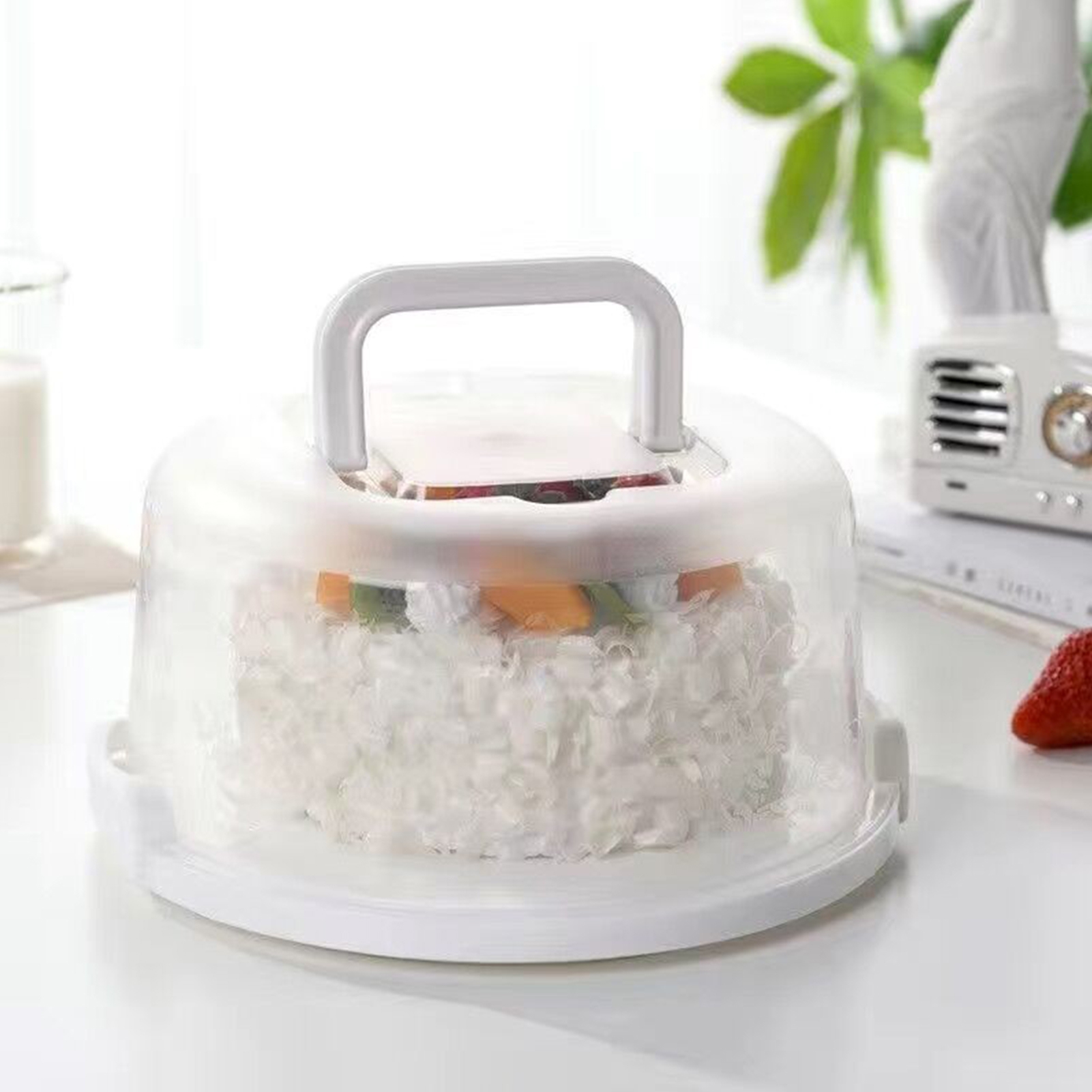Clinaoy Cake Box Plastic Cake Carrier with Secure Locking Buckles Food ...
