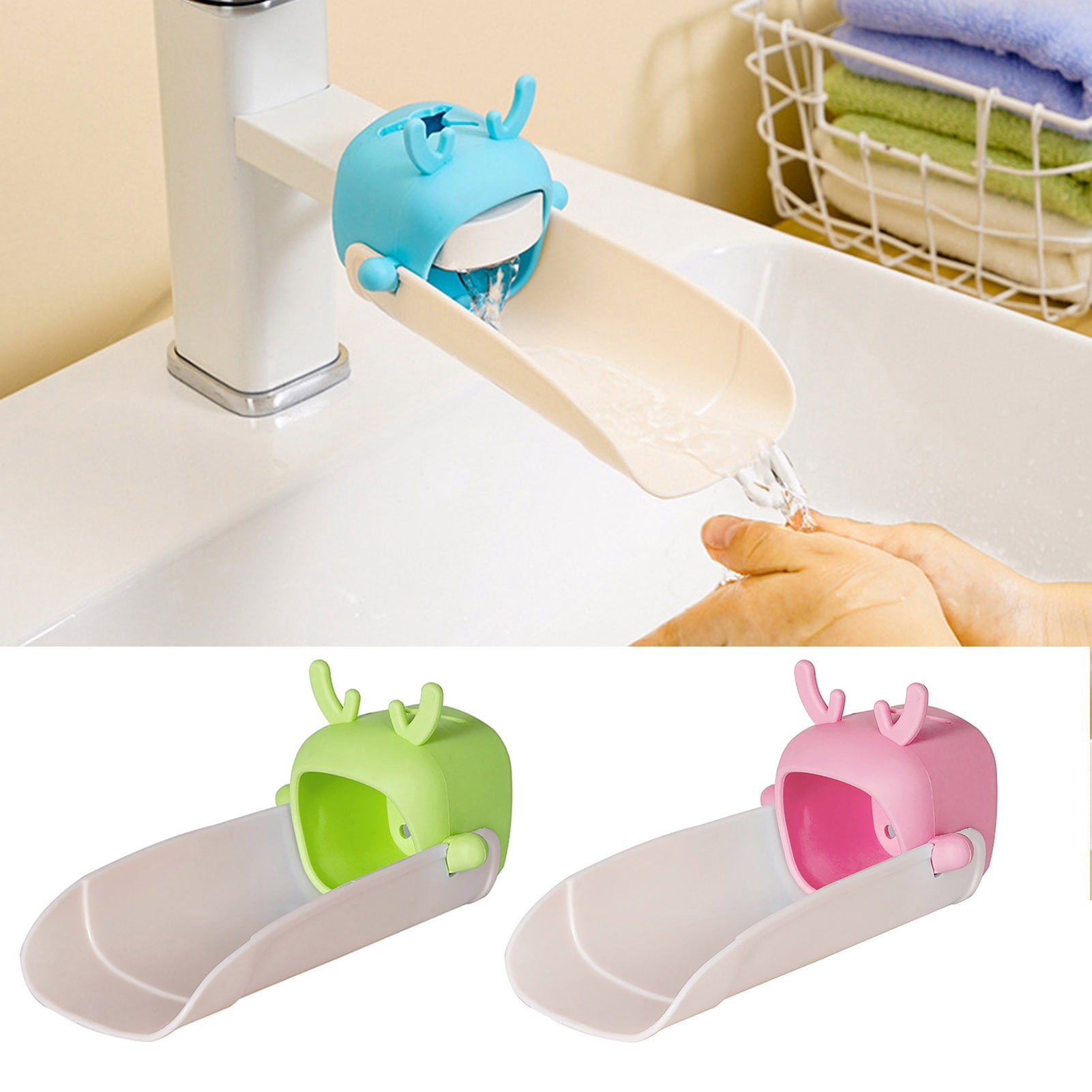 Clinaoy Cartoon Faucet Extender, Splash-Proof Adapter for Kids Bathroom ...