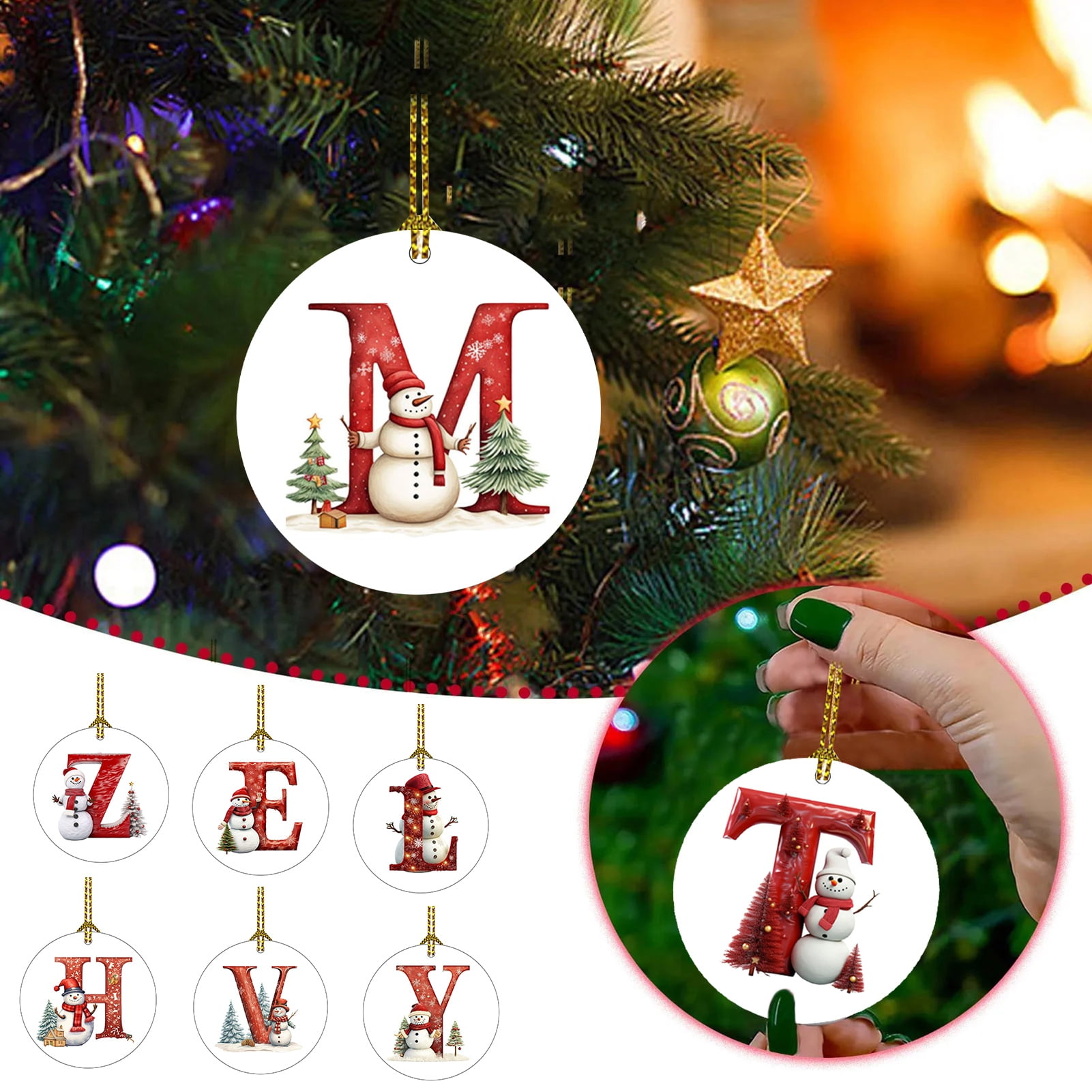 Clinaoy Christmas Letters Ornaments A to Z Hanging Xmas Alphabet ...